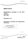 IOP1501 - Unisa - Psychological Processes in Work Context - Studocu