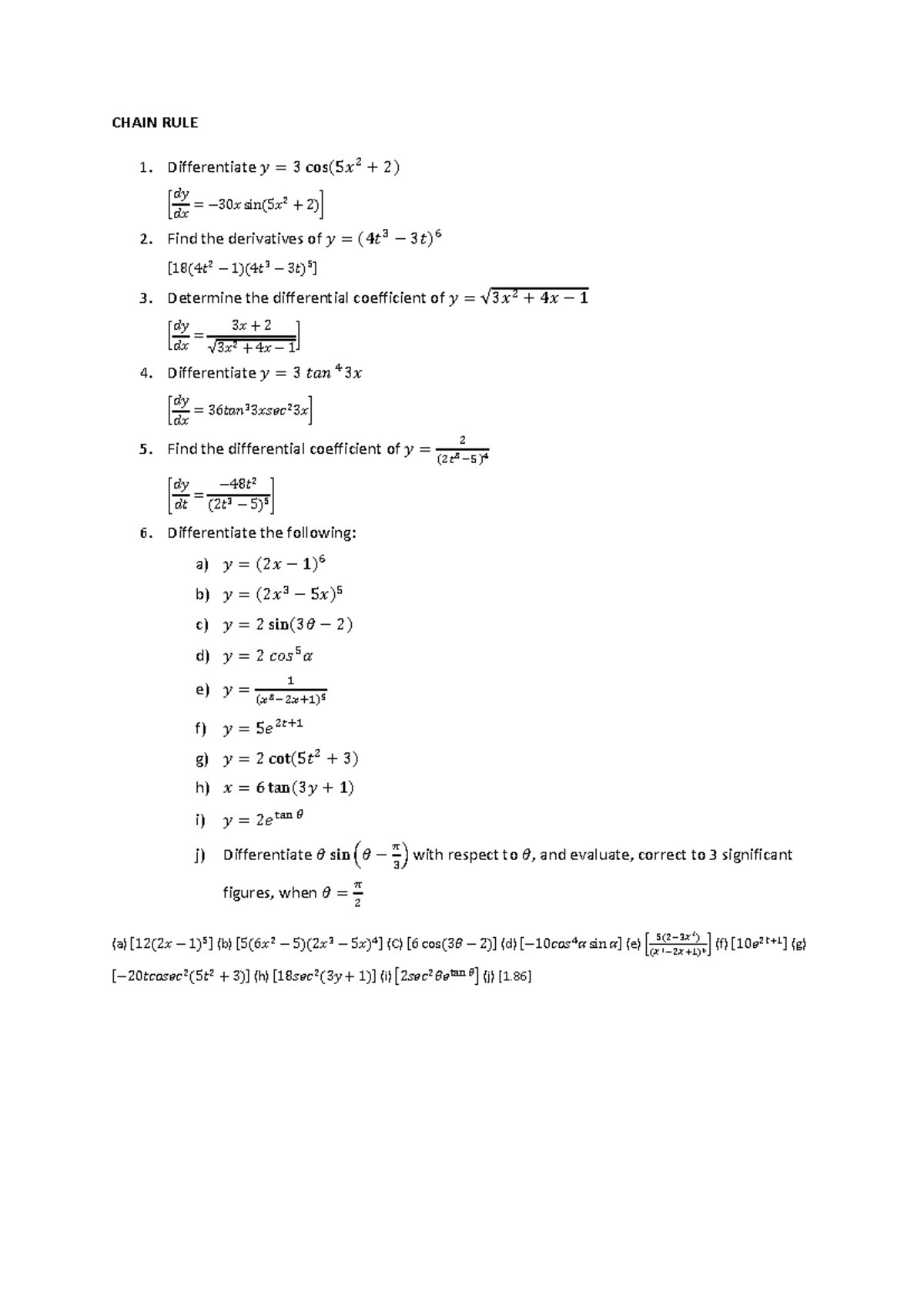 Calculus Tutorial: Mastering the Chain Rule and Derivatives - Studocu