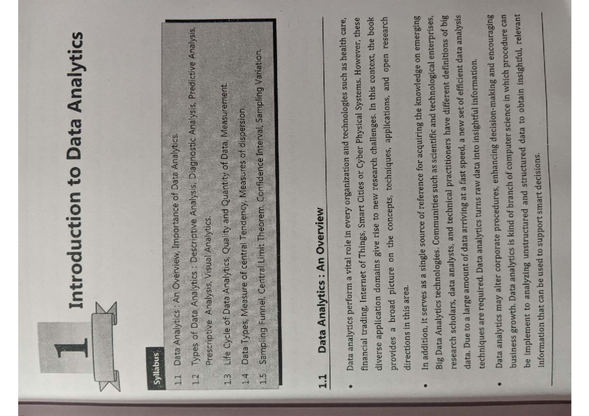 DAN 1: Introduction to Data Analytics Syllabus and Overview - Studocu
