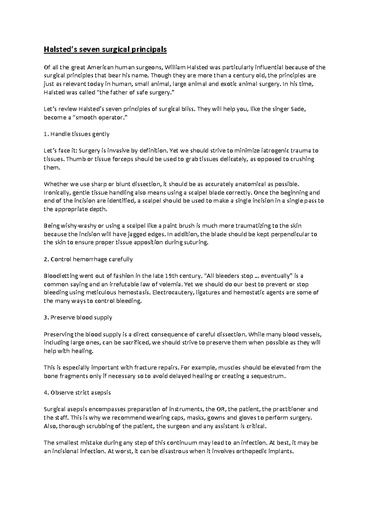 Halsted's 7 Surgical Principles: Essential Guidelines for Safe Surgery ...