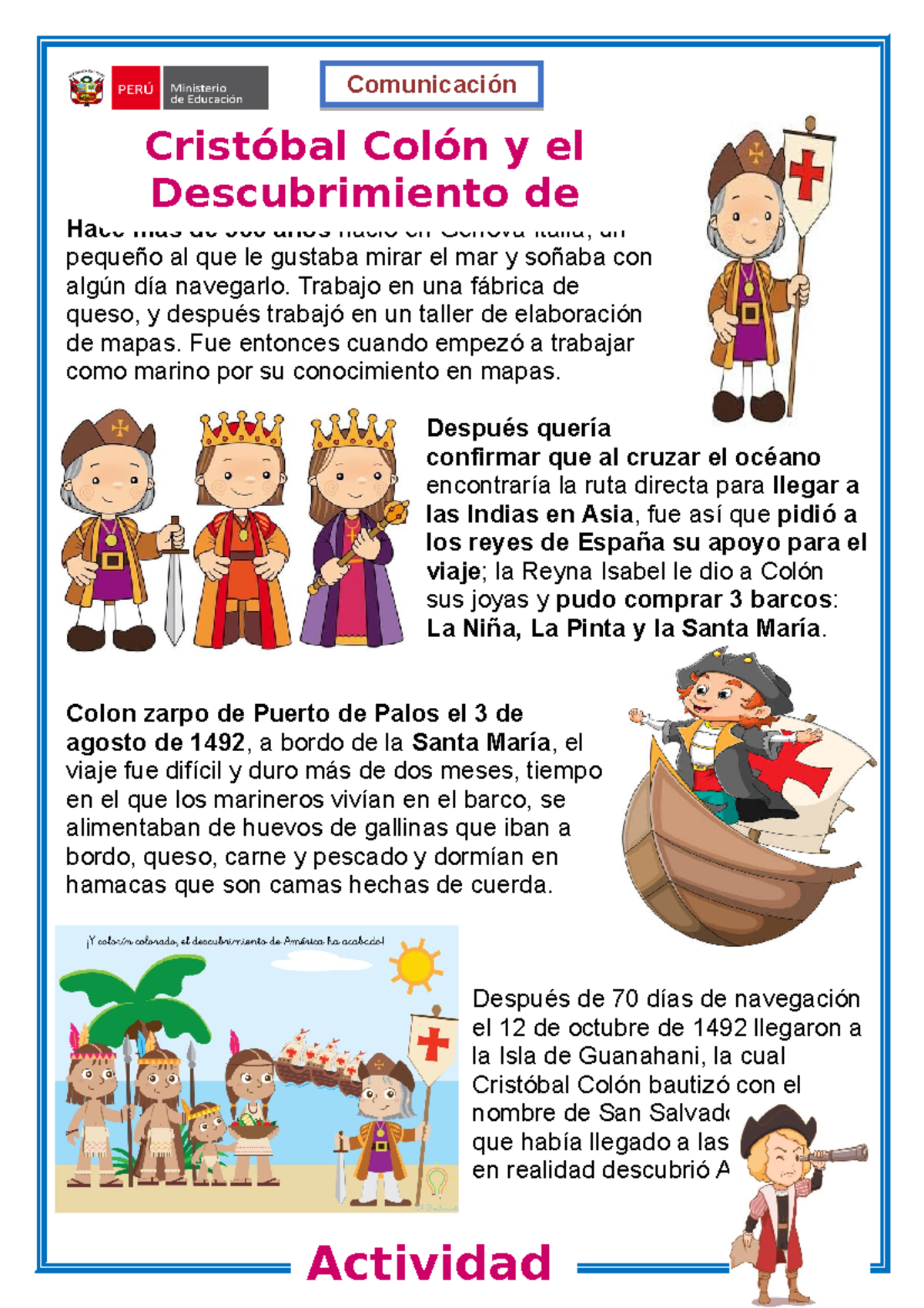 Ficha Cristóbal Colón y el Descubrimiento de América - Hace más de 500 ...