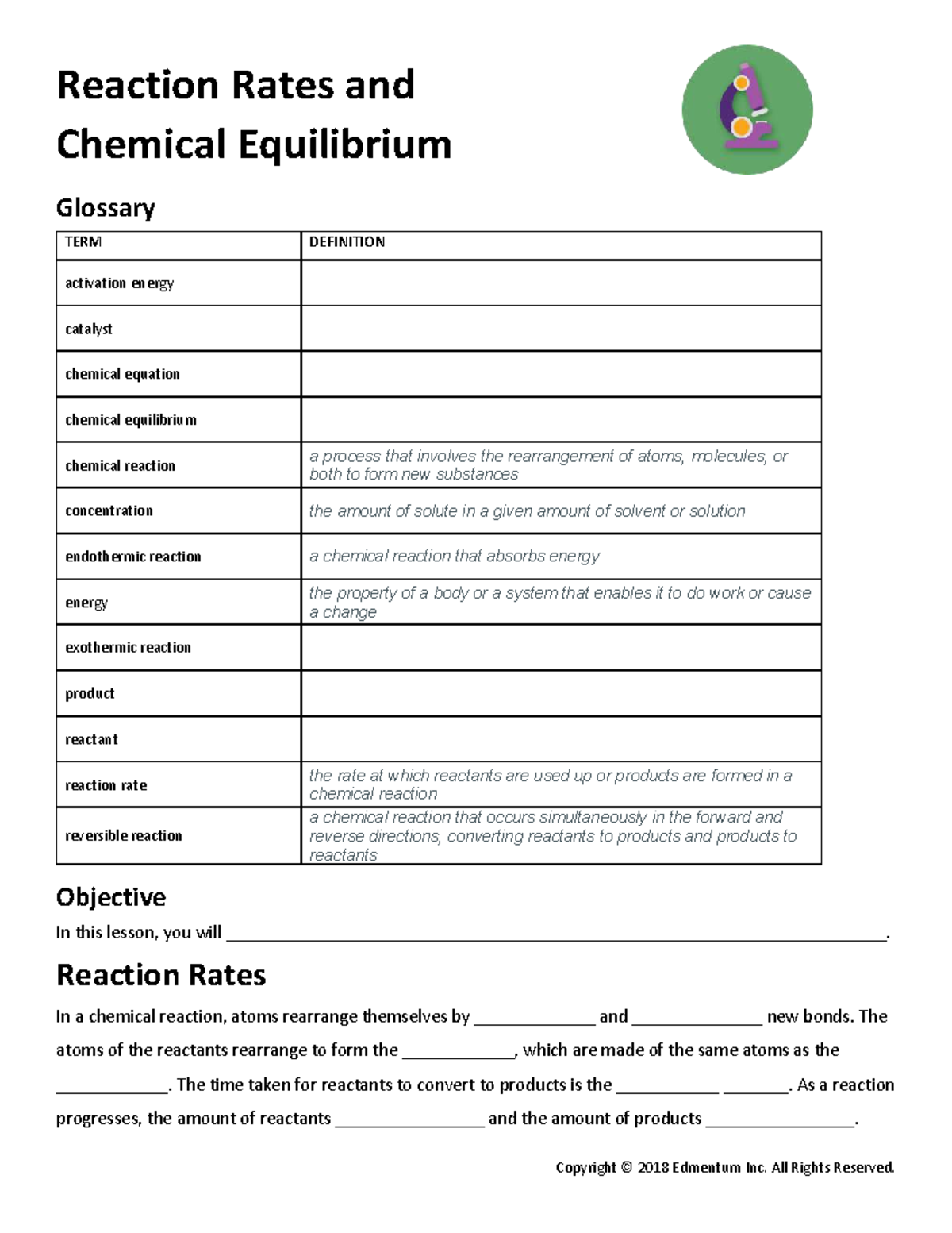 Reaction Rates and Chemical Equilibrium: Comprehensive Notes for Course ...