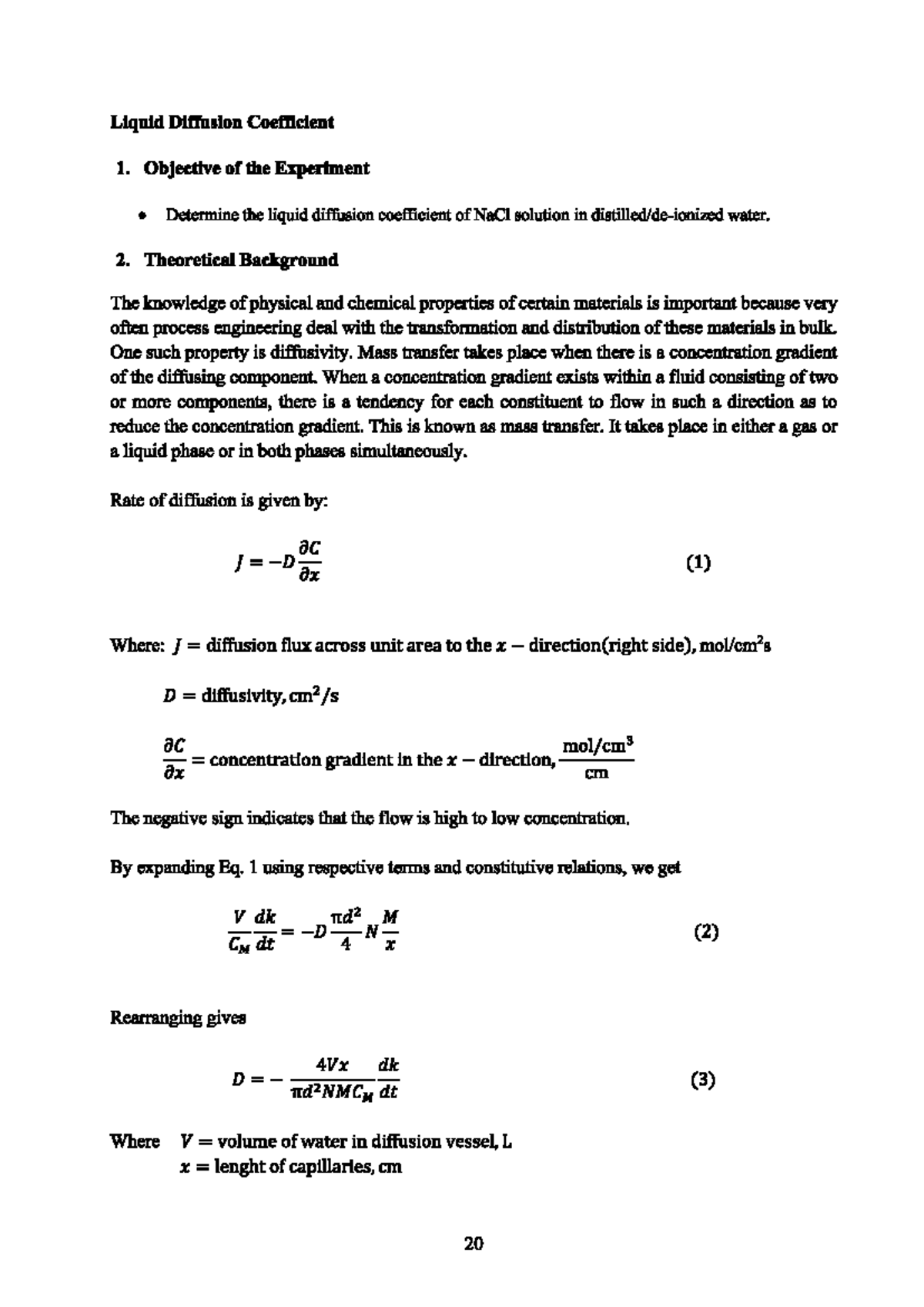 LD manual - GENERATE TECHNICAL REPORT - Liquid Diffusion Coefficient 1 ...