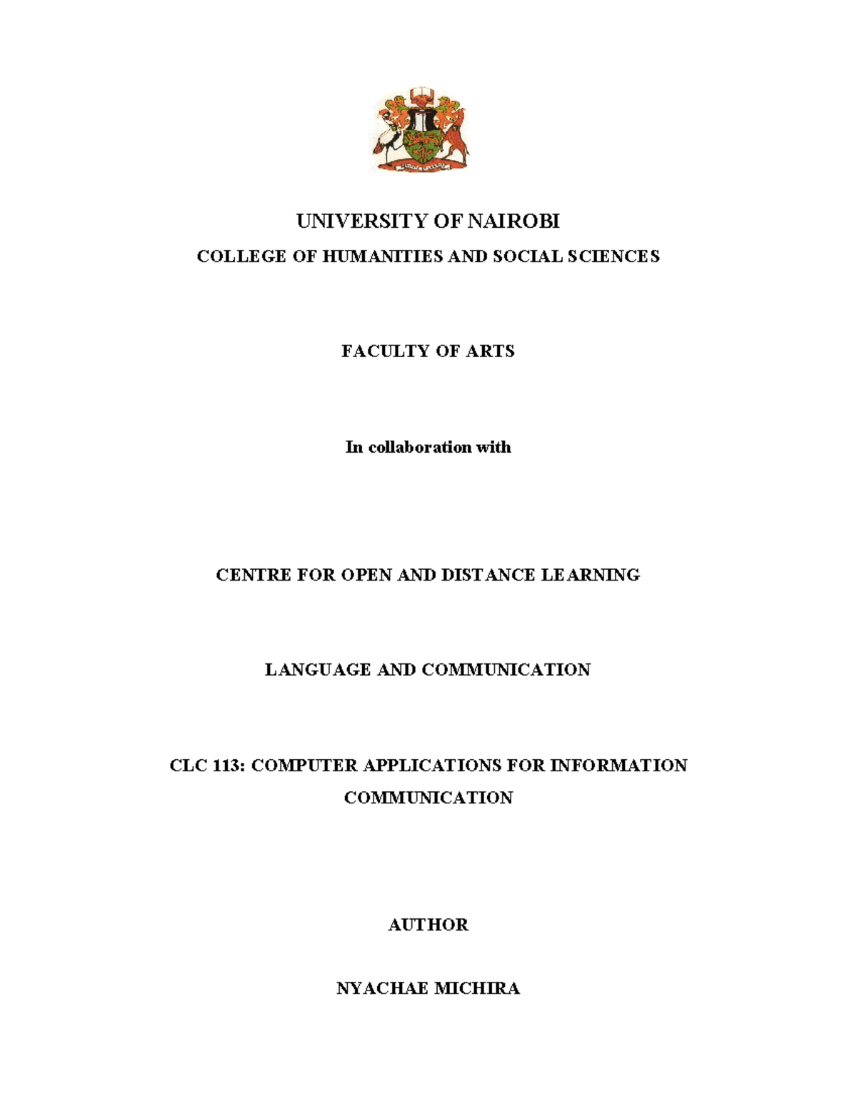 CLC 3113 - Intro to Computers & Their Communication Applications - Studocu