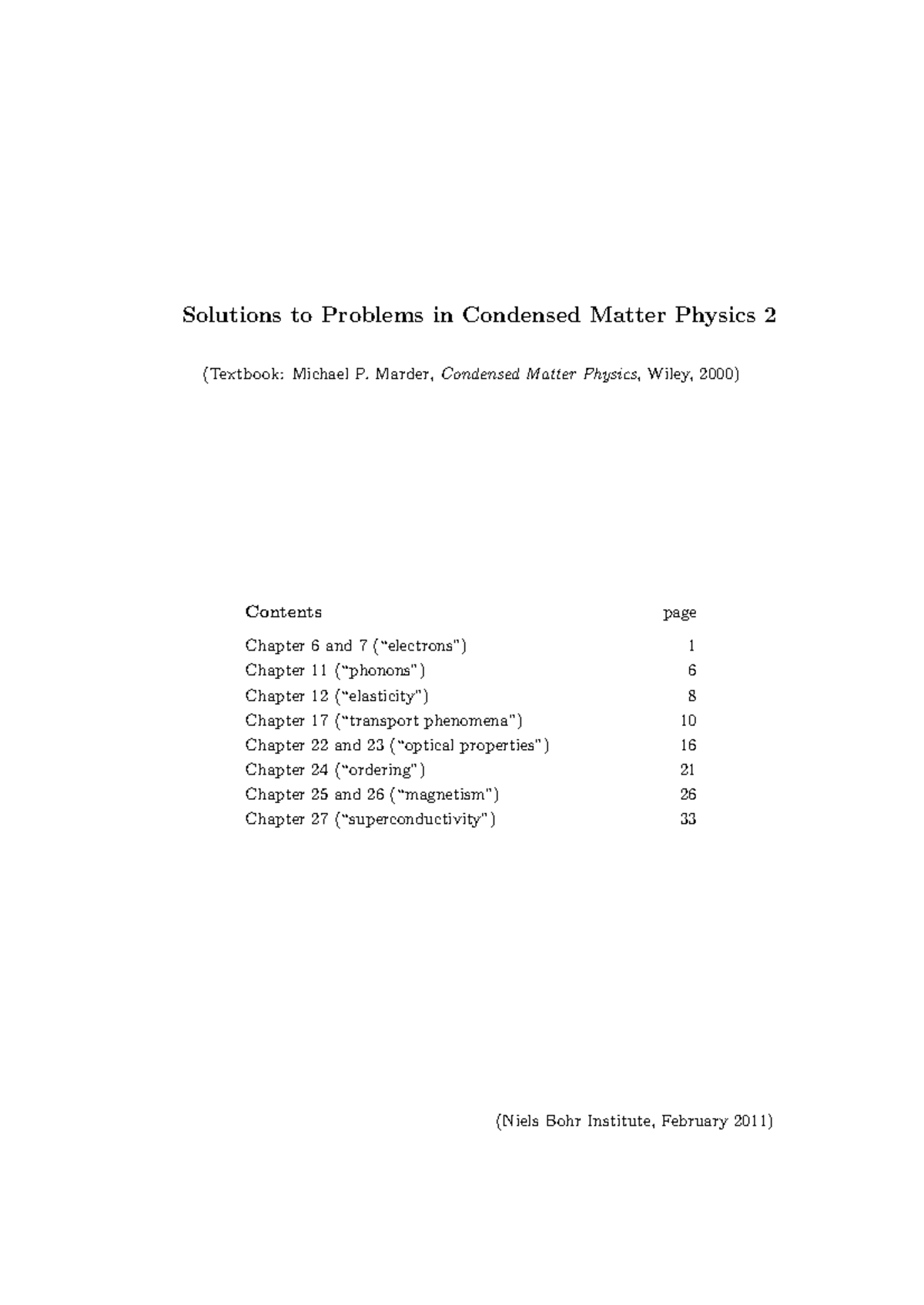 Michael P. Marder - Solutions to Selected Problems in CMP 2 - Studocu