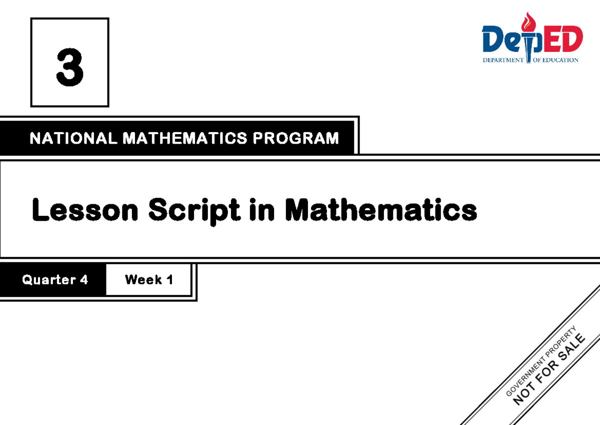 NMP Grade 3 Q4W1D1 - LESSON PLAN - 3 Quarter 4 Week 1 NATIONAL ...