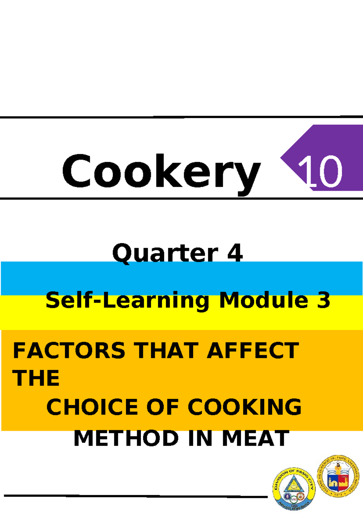TLE10 Cookery 10 Q4 M3 - Factors Influencing Meat Cooking Methods - Studocu