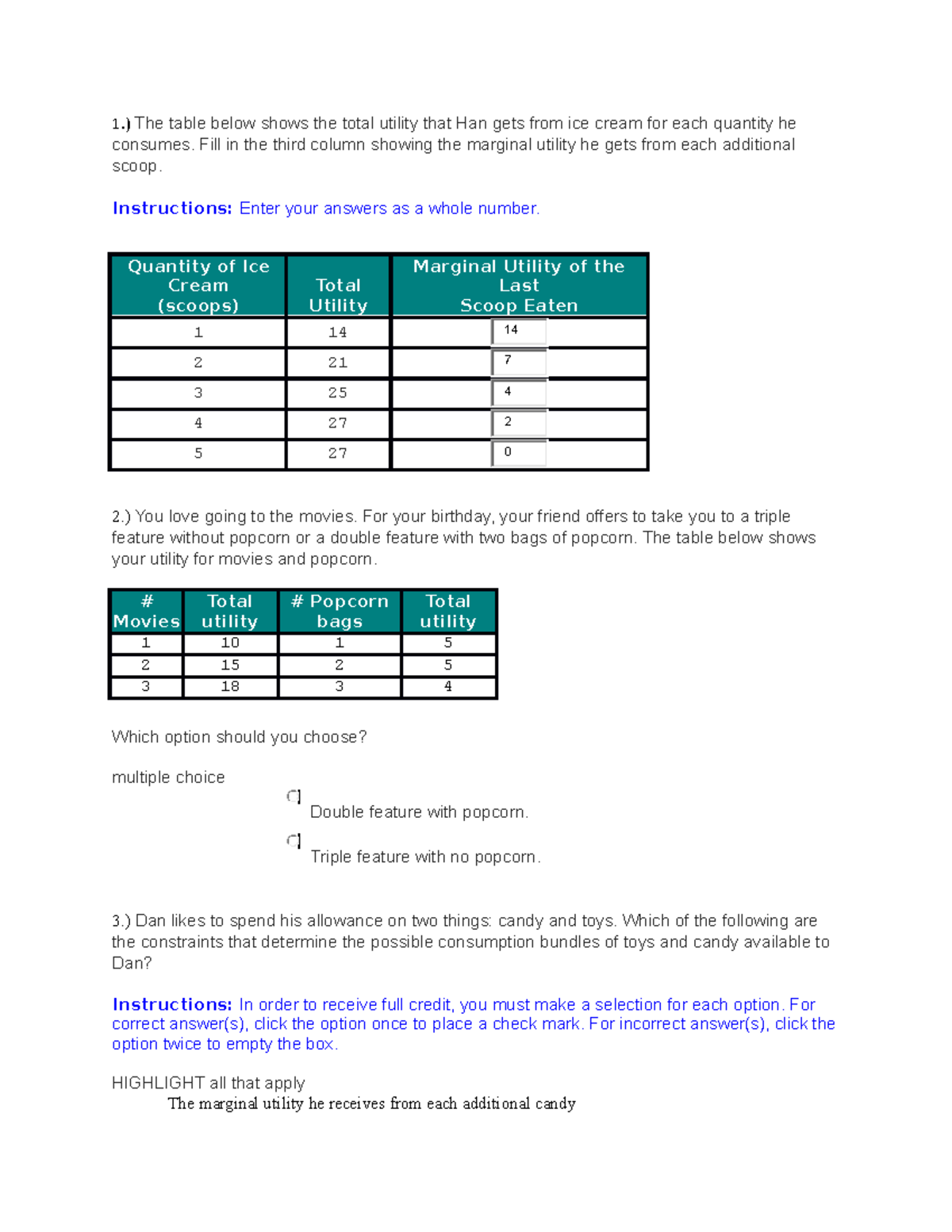 Chapter 7 Assignment: Analyzing Utility and Budget Constraints - Studocu