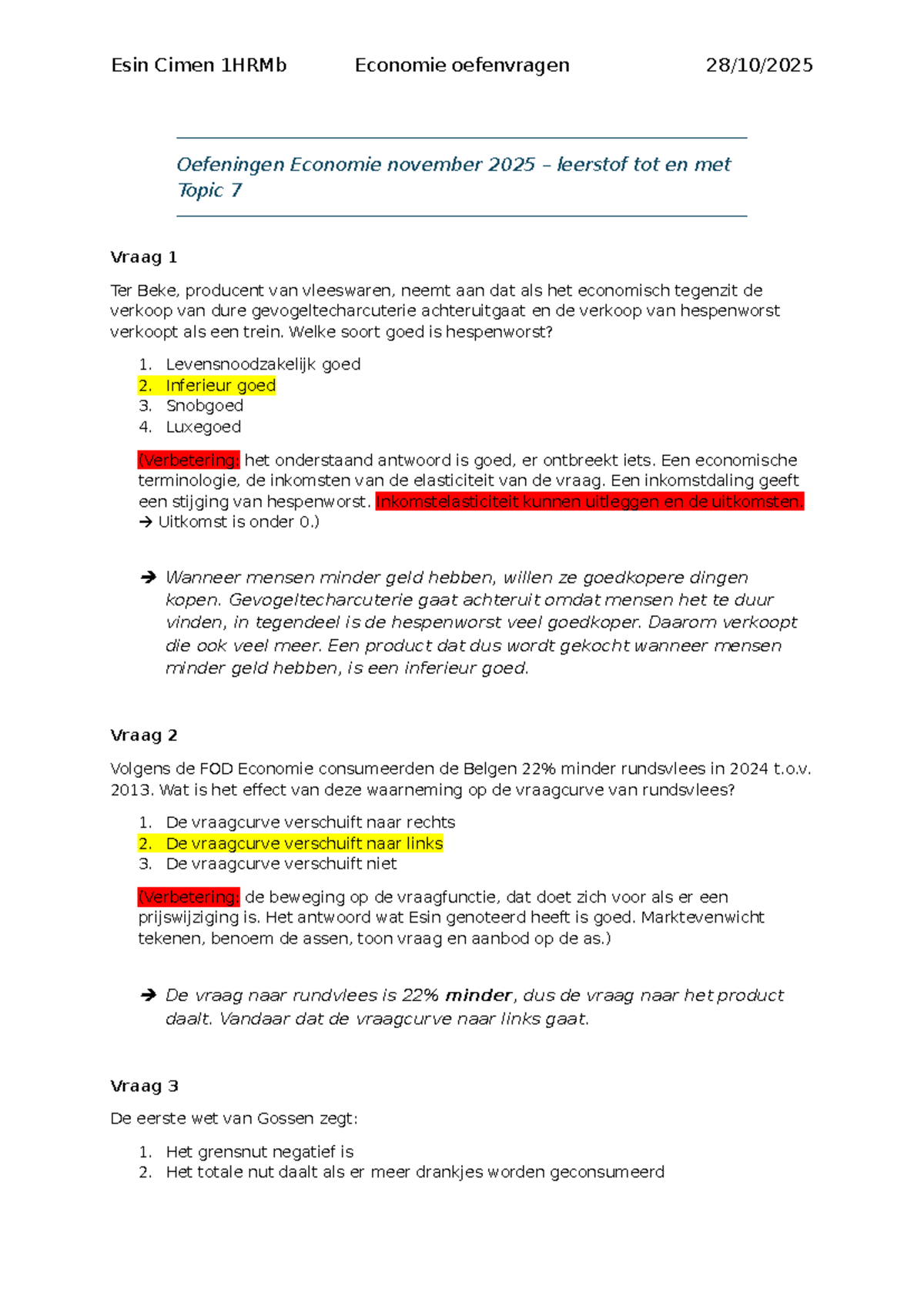1HRMb Economie Oefenvragen en Notities - Topic 7 - Studocu