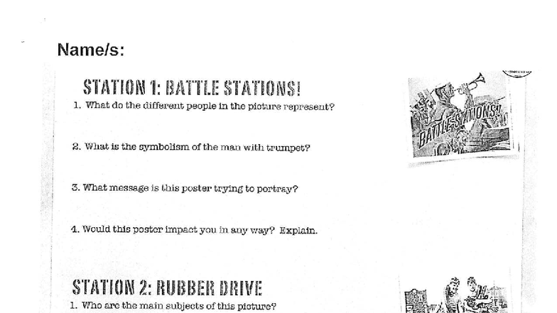 Homefront Station Activity: Analyzing War Propaganda Posters - Studocu