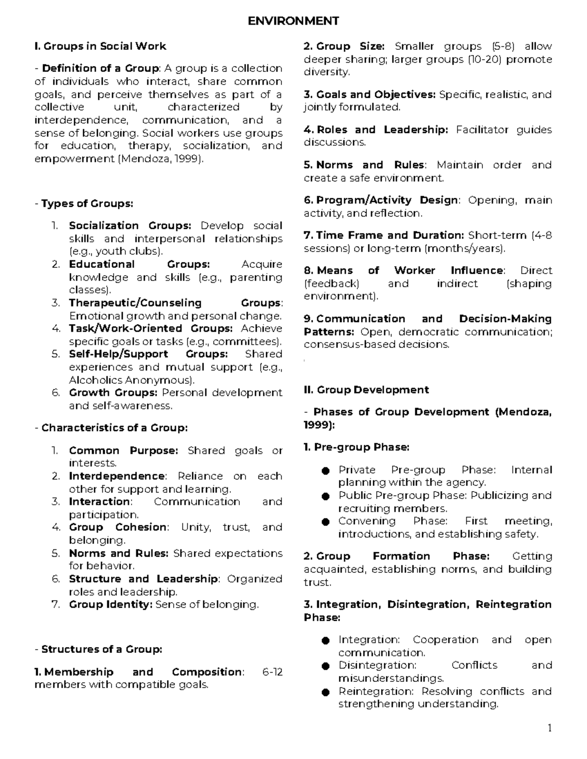 SW211 - Summary of Group Dynamics in Social Work Lectures - Studocu