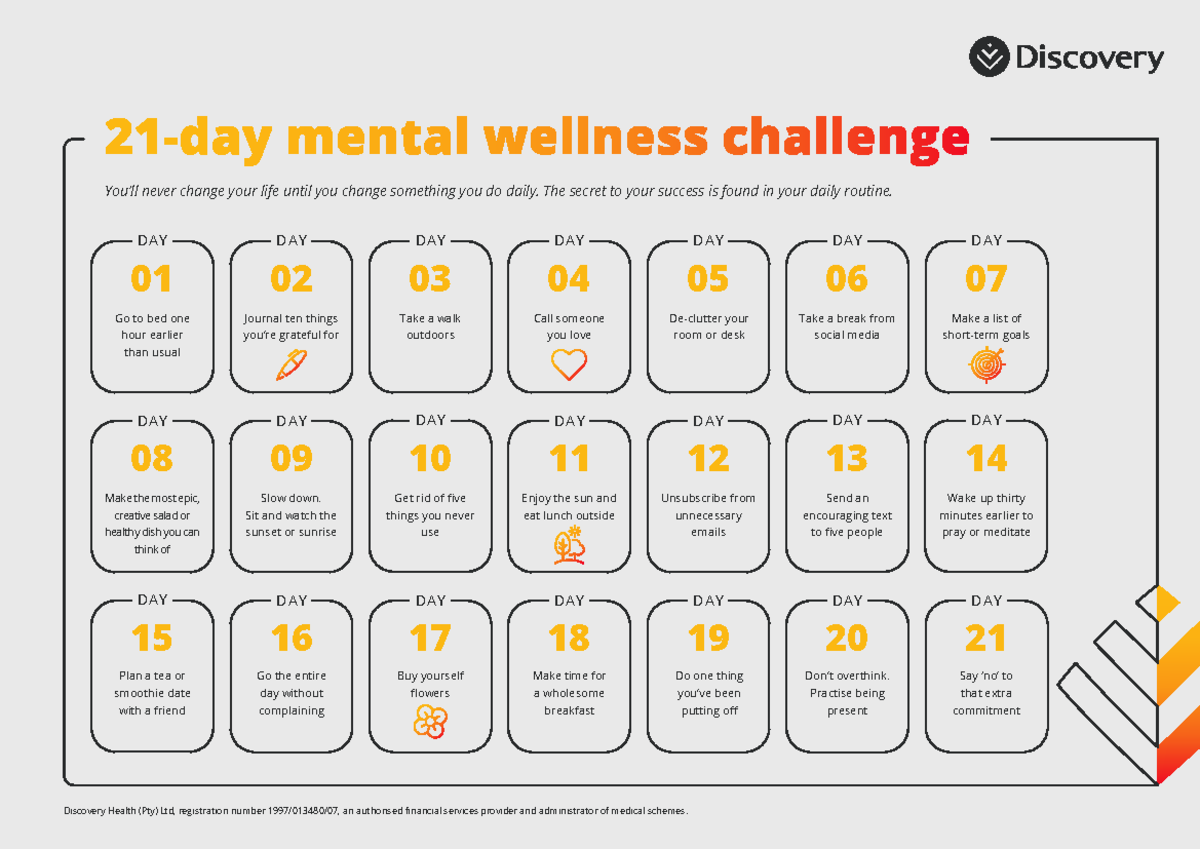 21-Day Mental Wellness Challenge: Daily Routine for Success - Studocu