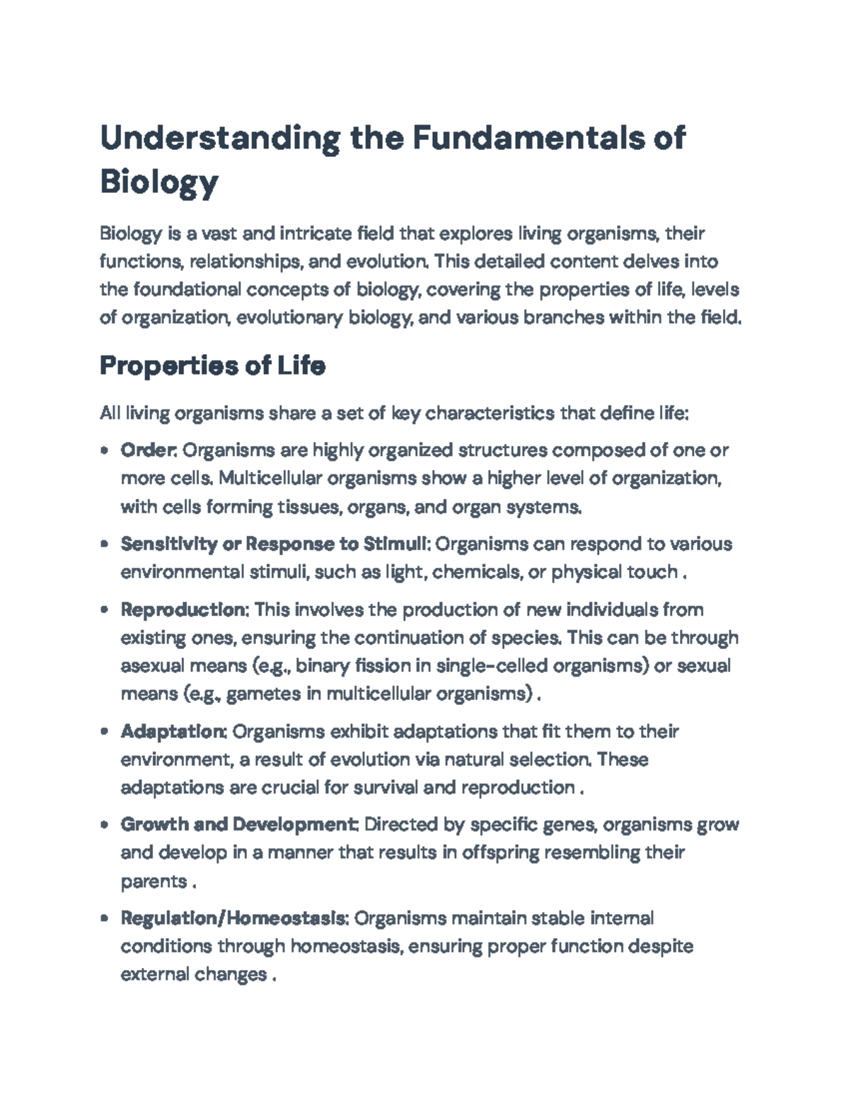 Foundations of Biology: Key Concepts in Life Sciences (BIO101) - Studocu