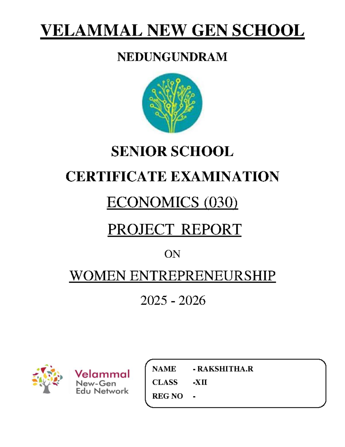 Economics (030) Project Report on Women Entrepreneurship 2025-2026 ...