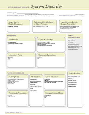 Acute and Infectious Respiratory Illnesses - ACTIVE LEARNING TEMPLATES ...