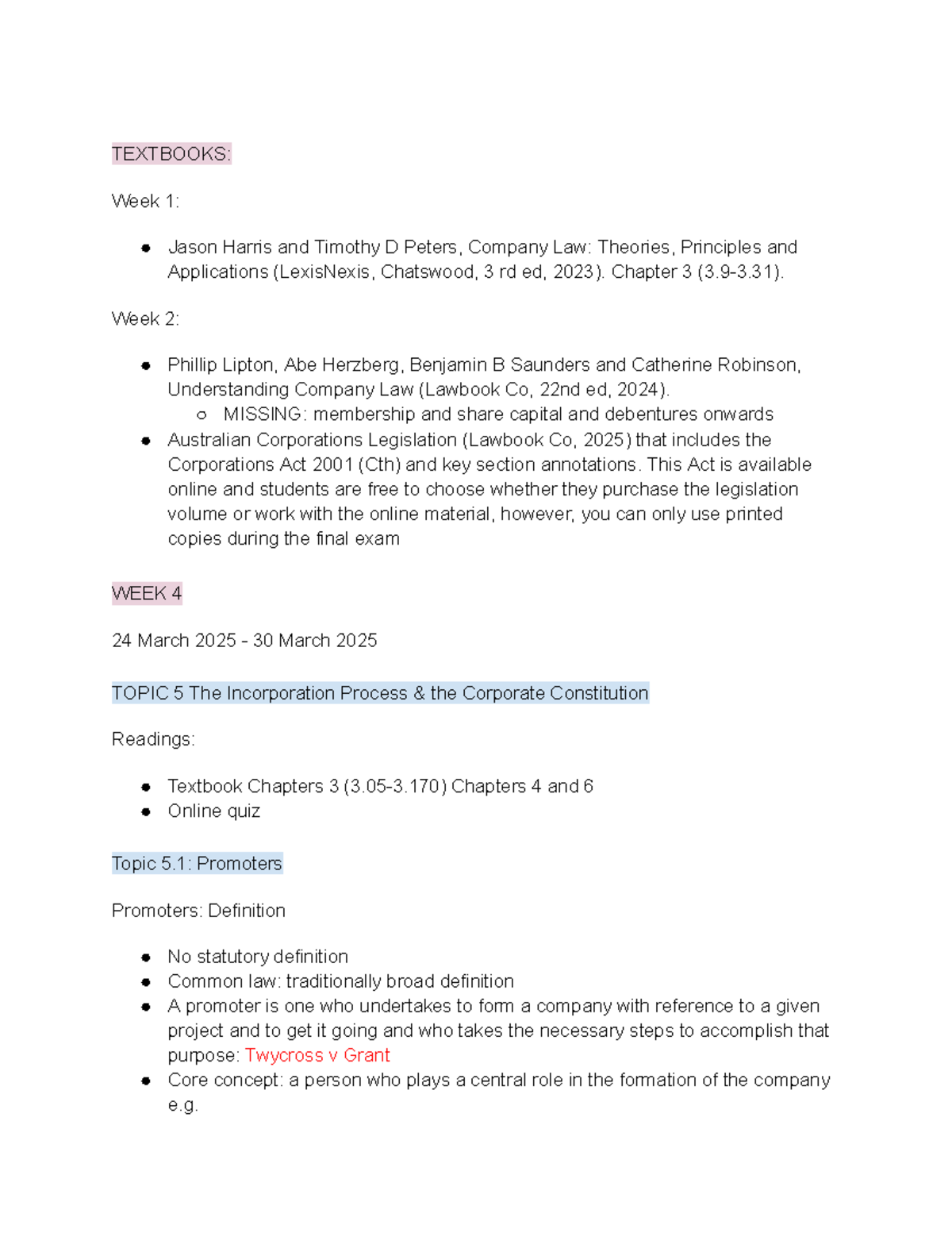 LOBO - Final Exam Notes: Company Law Topics 5-10 Overview - Studocu