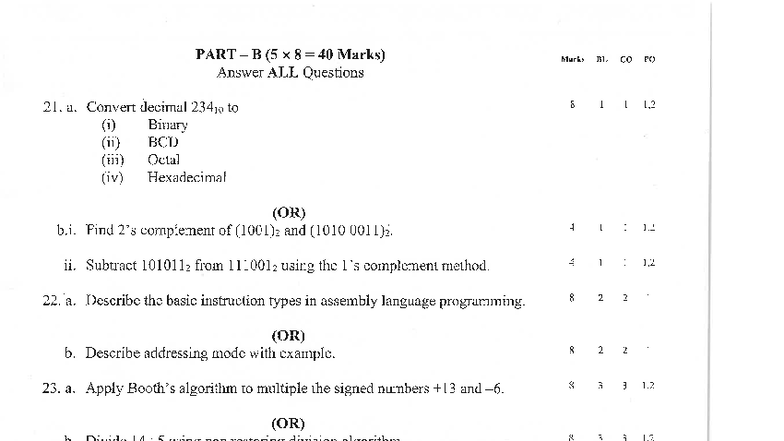 COA-4 Final Exam: University Questions on Computer Organization ...