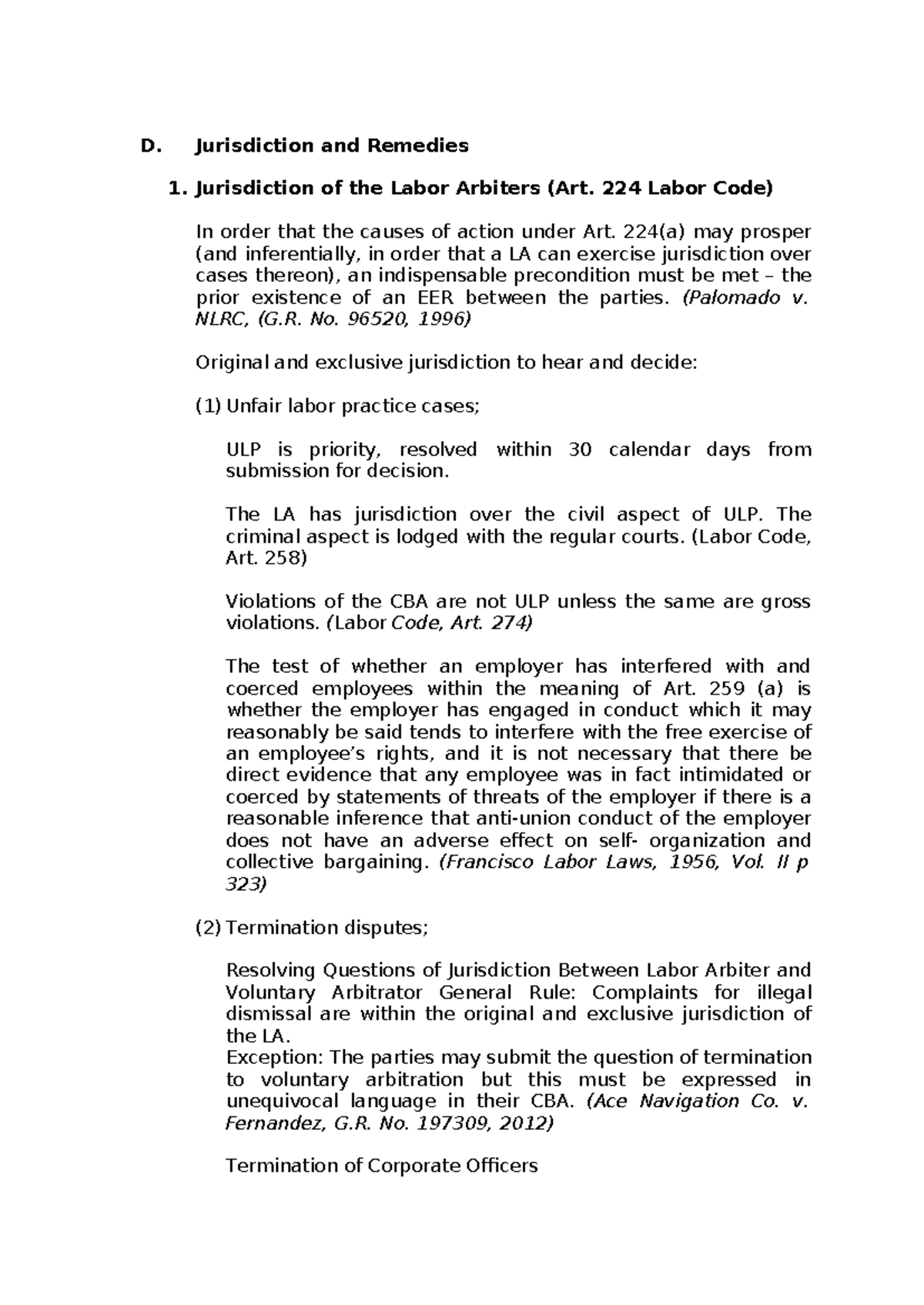 HGN - Labor Law Lectures: Jurisdiction and Remedies Overview - Studocu