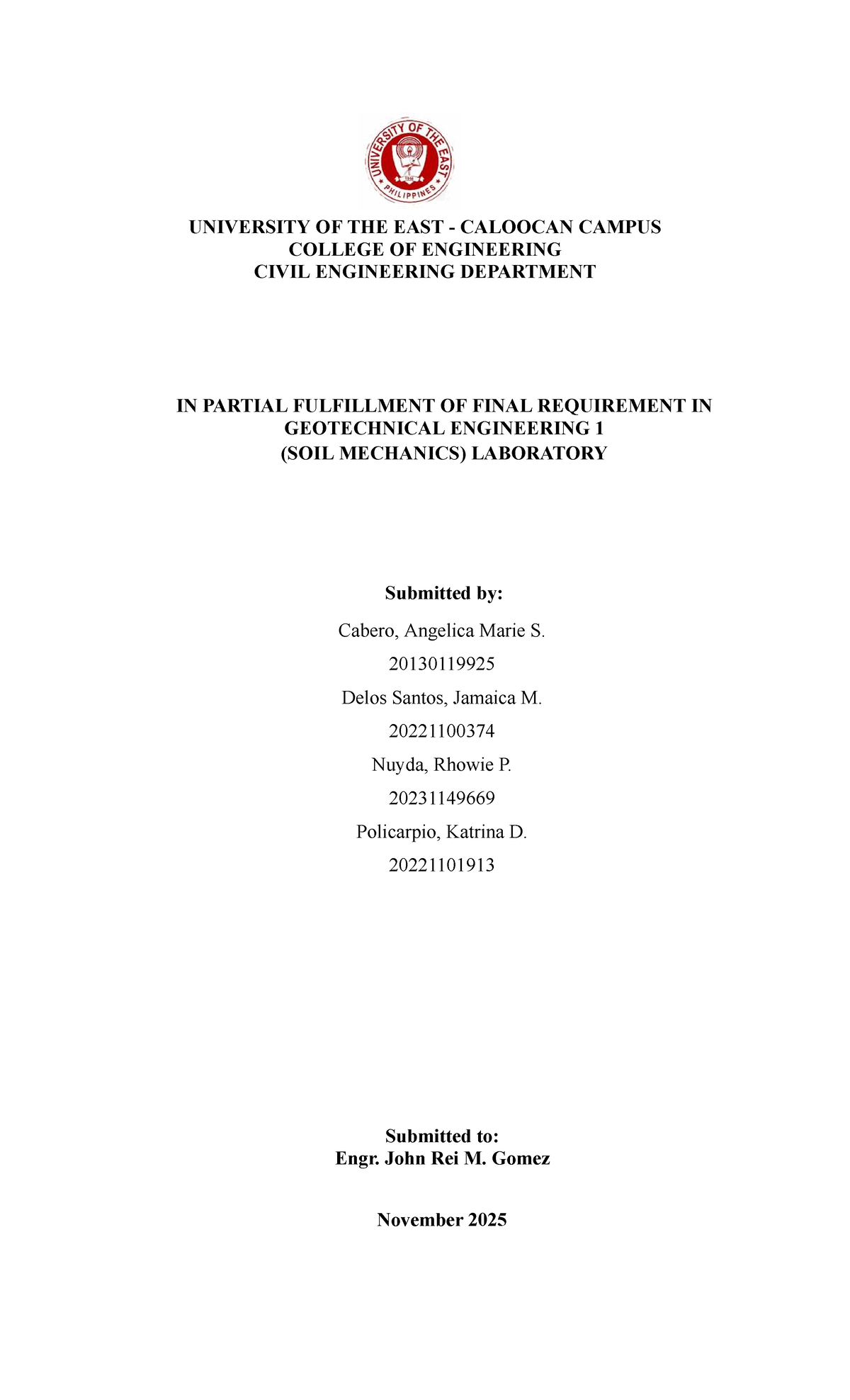 NCE 3105: Final Lab Report on Soil Mechanics Experiments - Studocu
