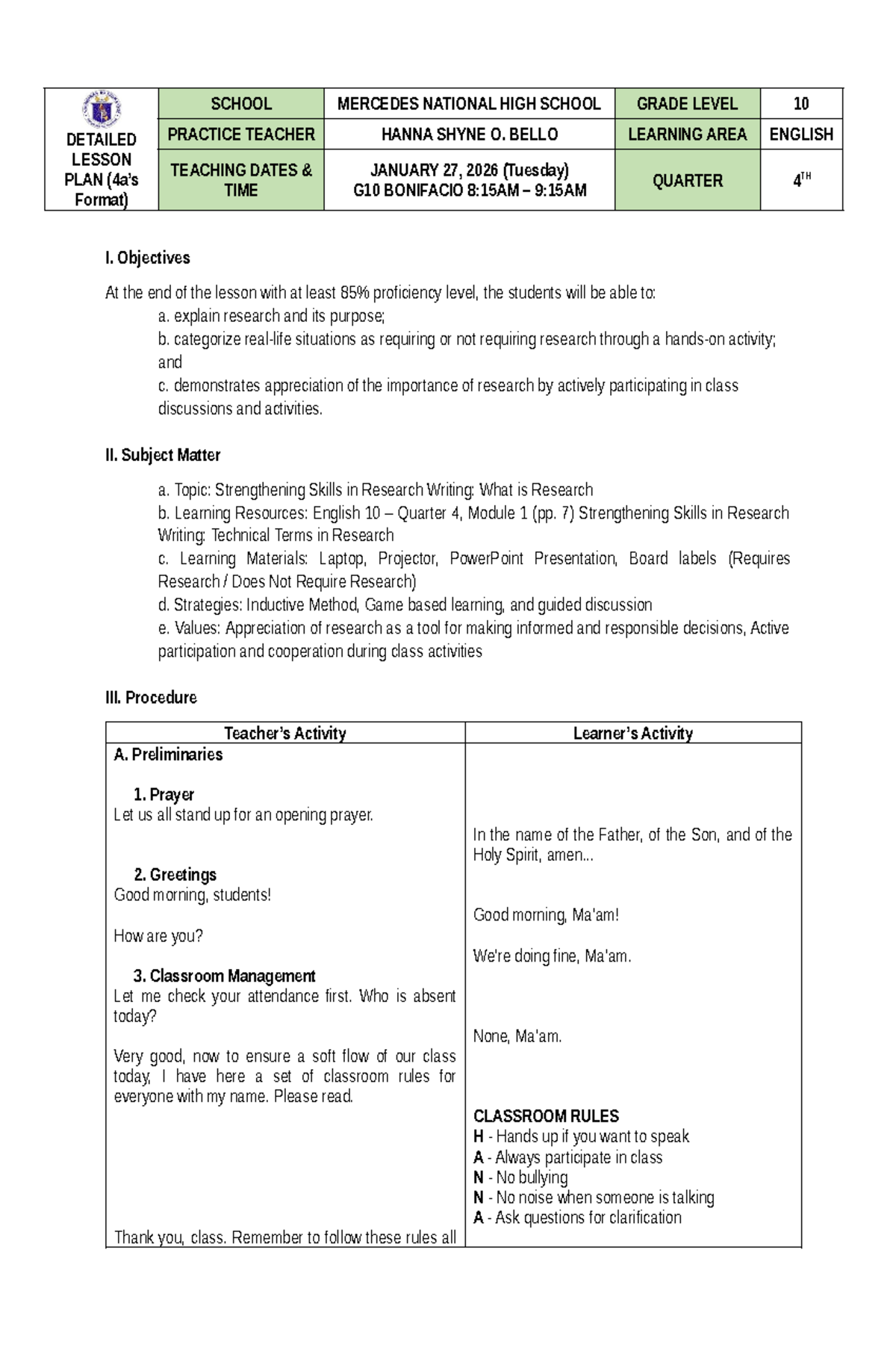01-27-26 - DLP - Lesson Plan: Understanding Research in English 10 ...