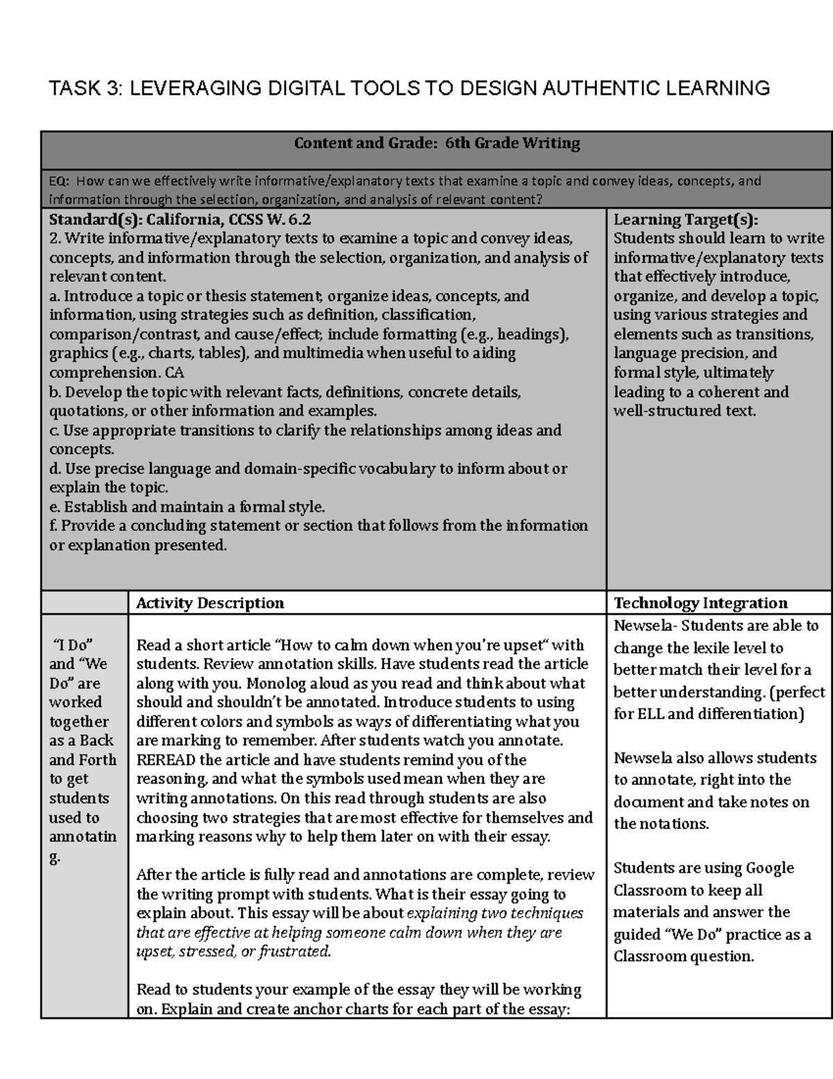 TASK 3: Digital Tools for Designing Authentic Learning in 6th Grade ...