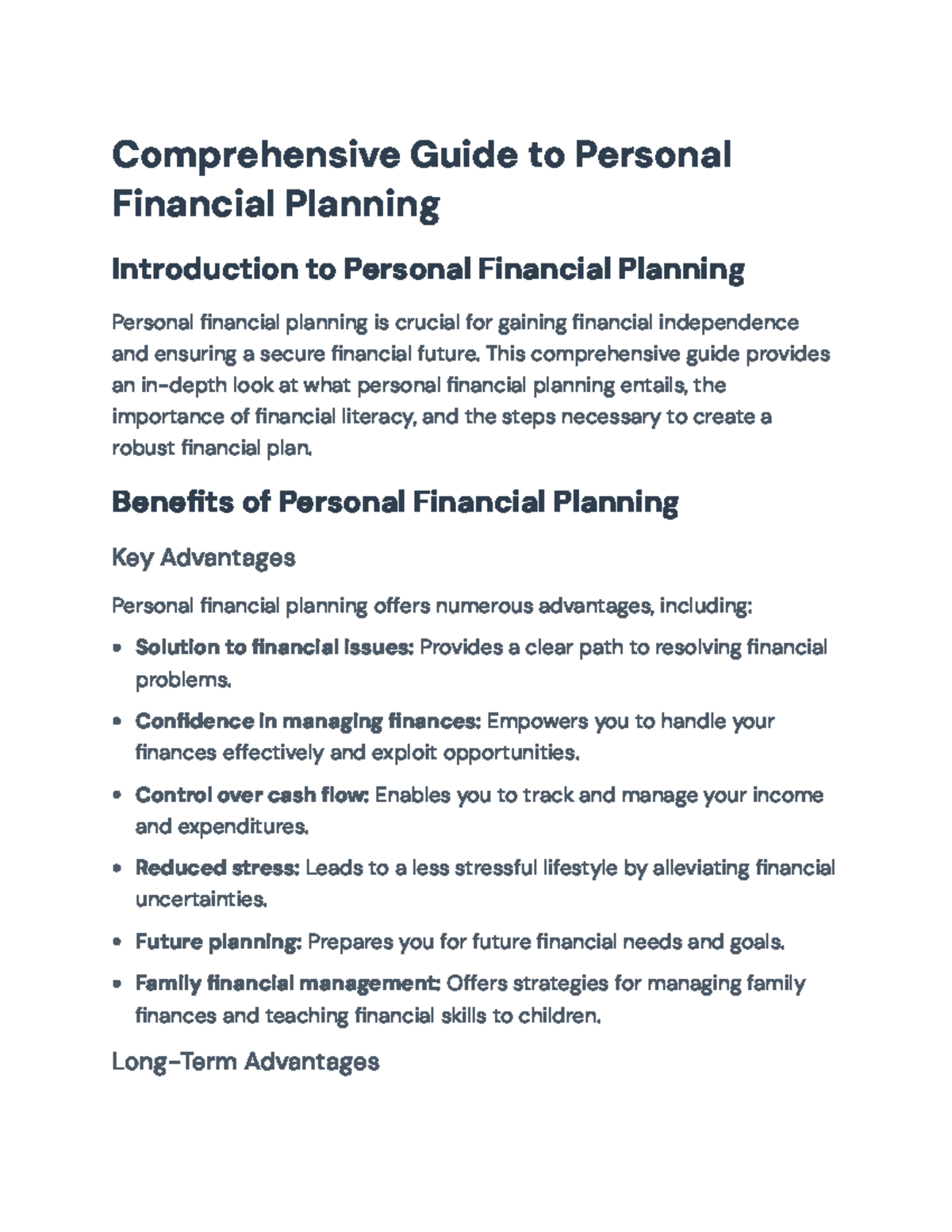 Comprehensive Guide to Personal Financial Planning (FIN 101 ...