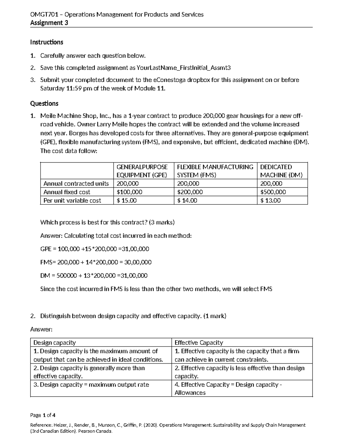 Operational Management Assignment 3: Key Concepts and Analysis - Studocu