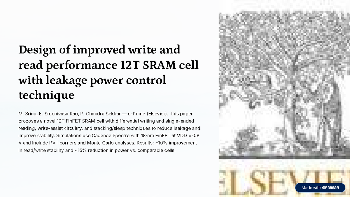 Design of 12T SRAM Cell for Enhanced Read/Write Performance and Leakage ...