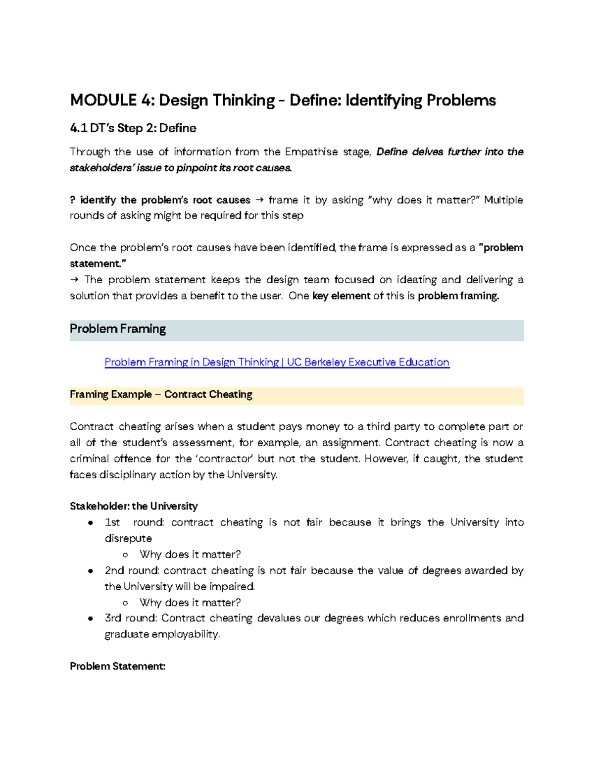 (IBPB) ASM 2 Module 4 - MODULE 4: Design Thinking - Define: Identifying ...