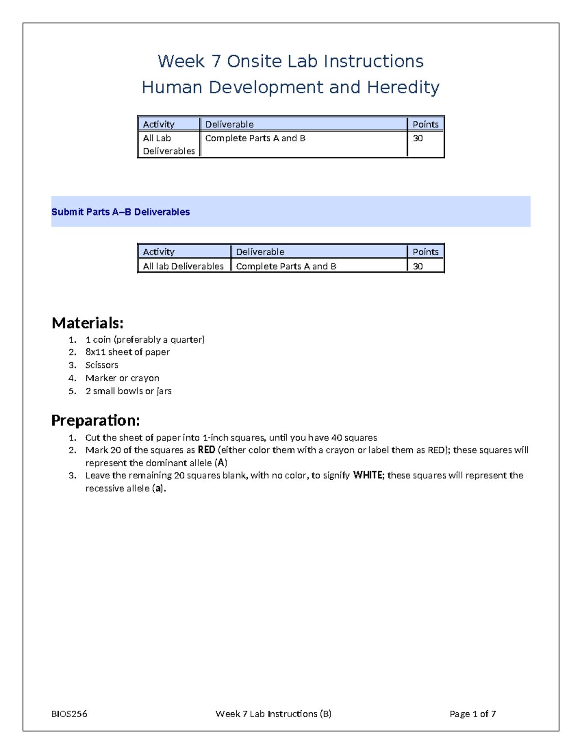 Wk7 Onsite Lab - 1 coin (preferably a quarter) 2. 8x11 sheet of paper 3. Scissors 4. Marker or ...