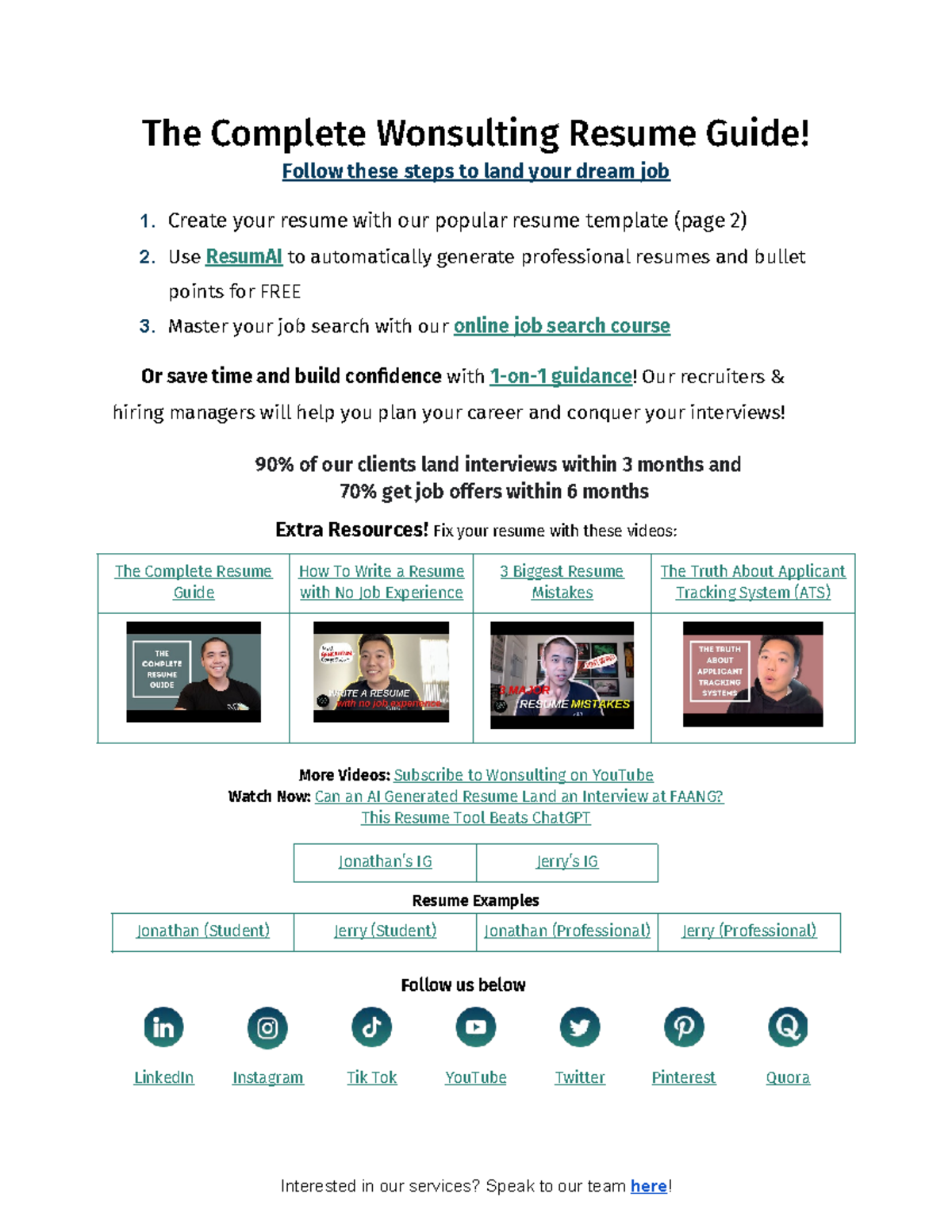 Wonsulting Resume Guide & Template: Steps to Job Success! - Studeersnel