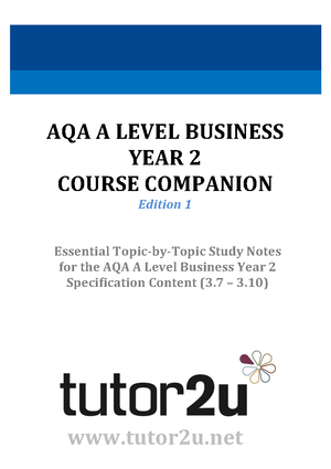 AQA A Level Business Specification Checklist - Studocu