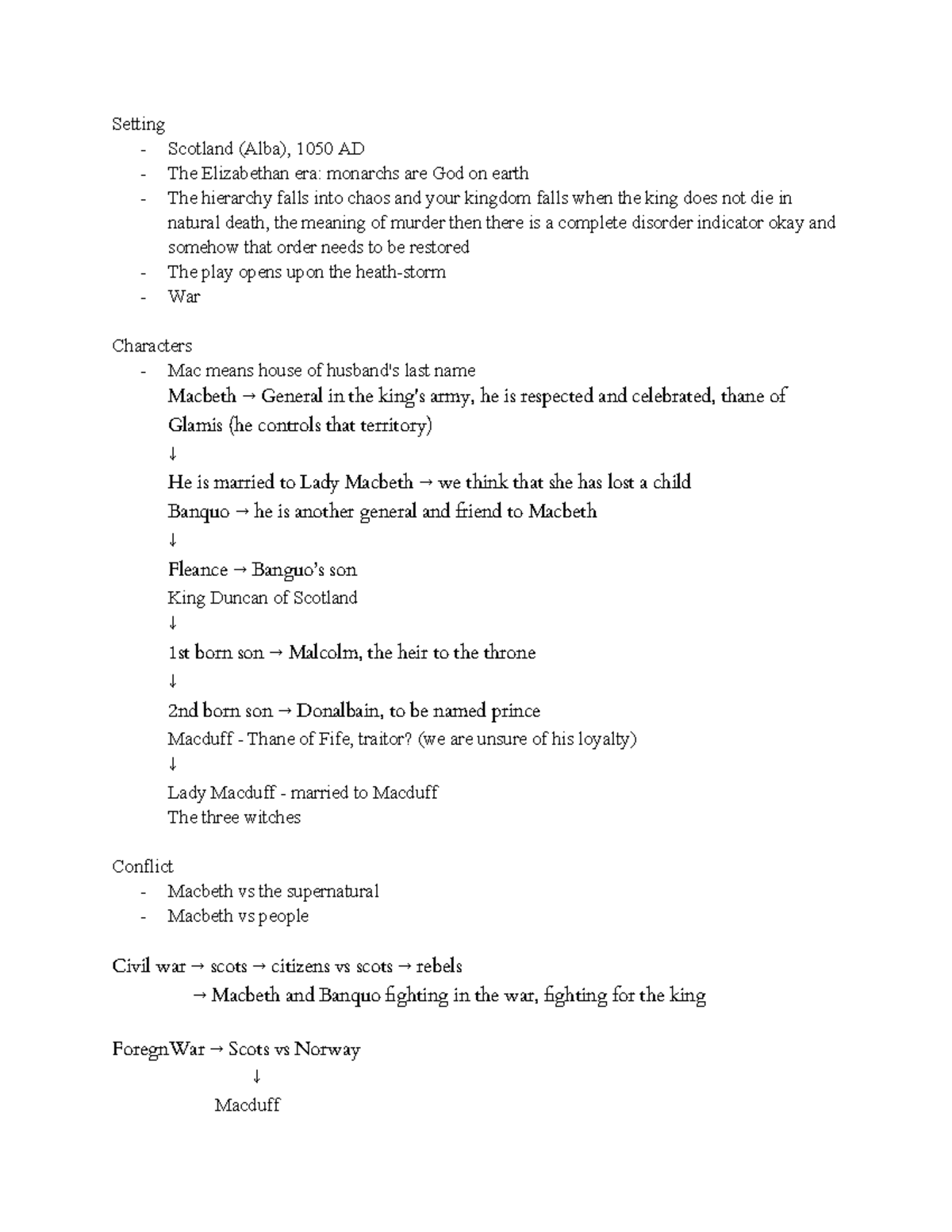 Macbeth (ENG 101) - Comprehensive Study Notes and Analysis - Studocu