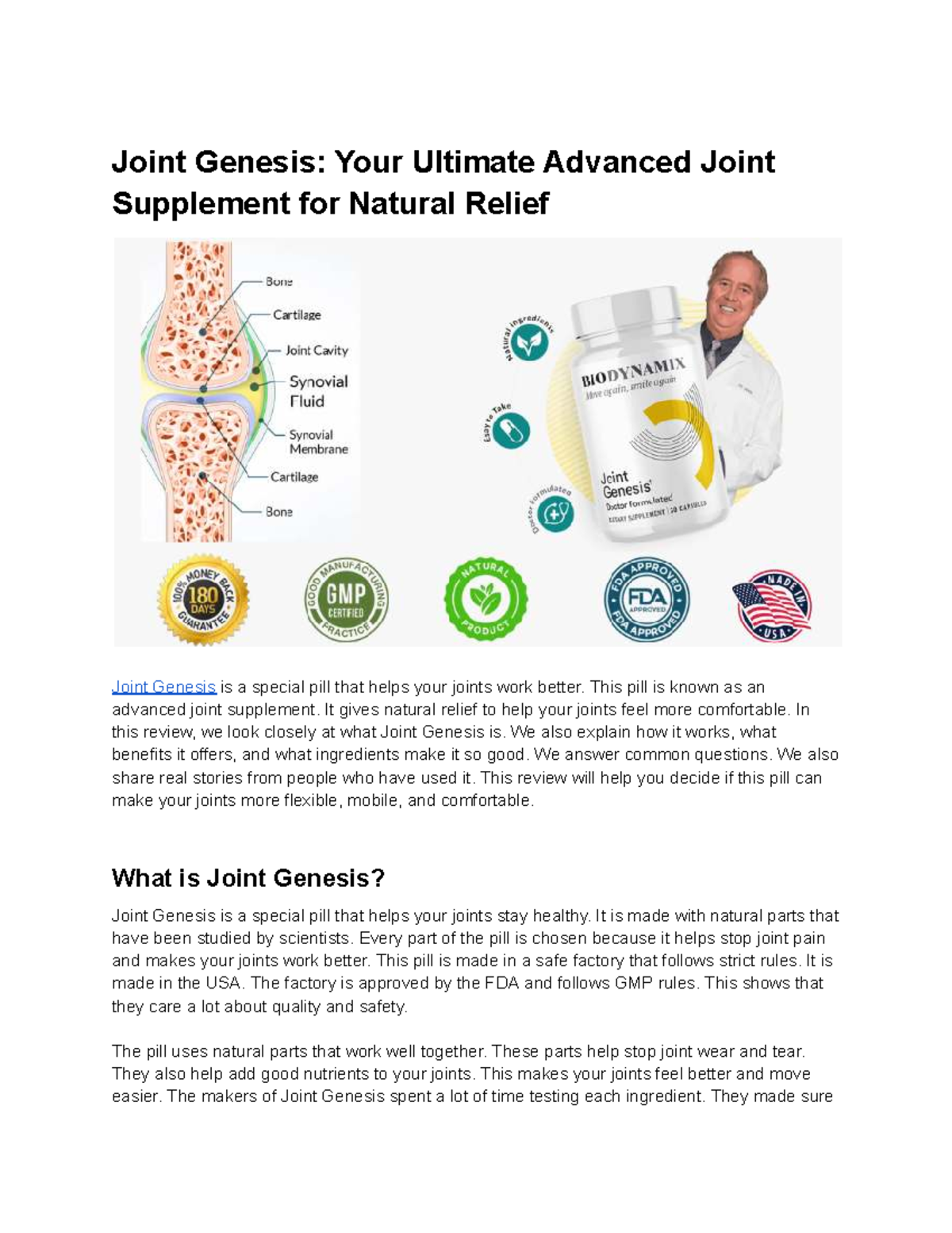 Joint Genesis: Your Ultimate Advanced Joint Supplement for Natural ...