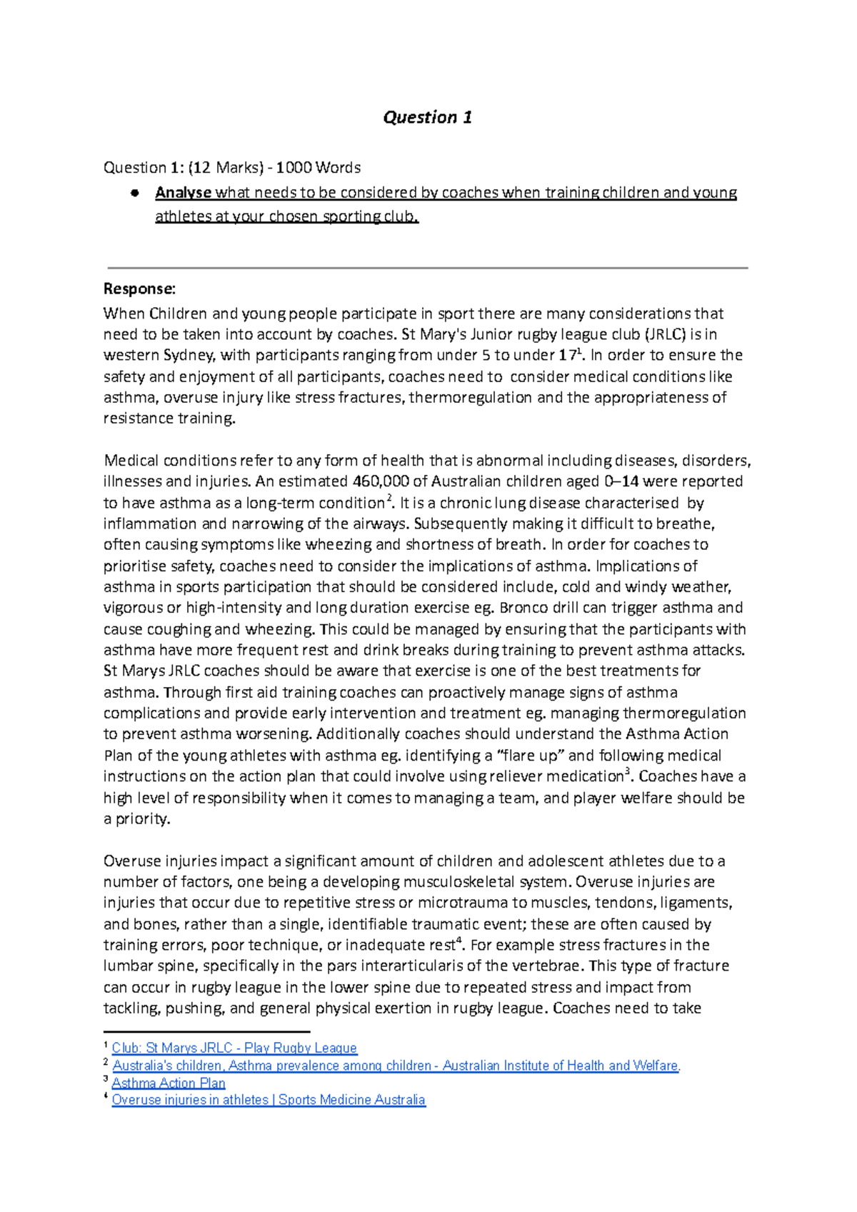 PDHPE Task 3: Coaching Considerations for Young Athletes - Studocu