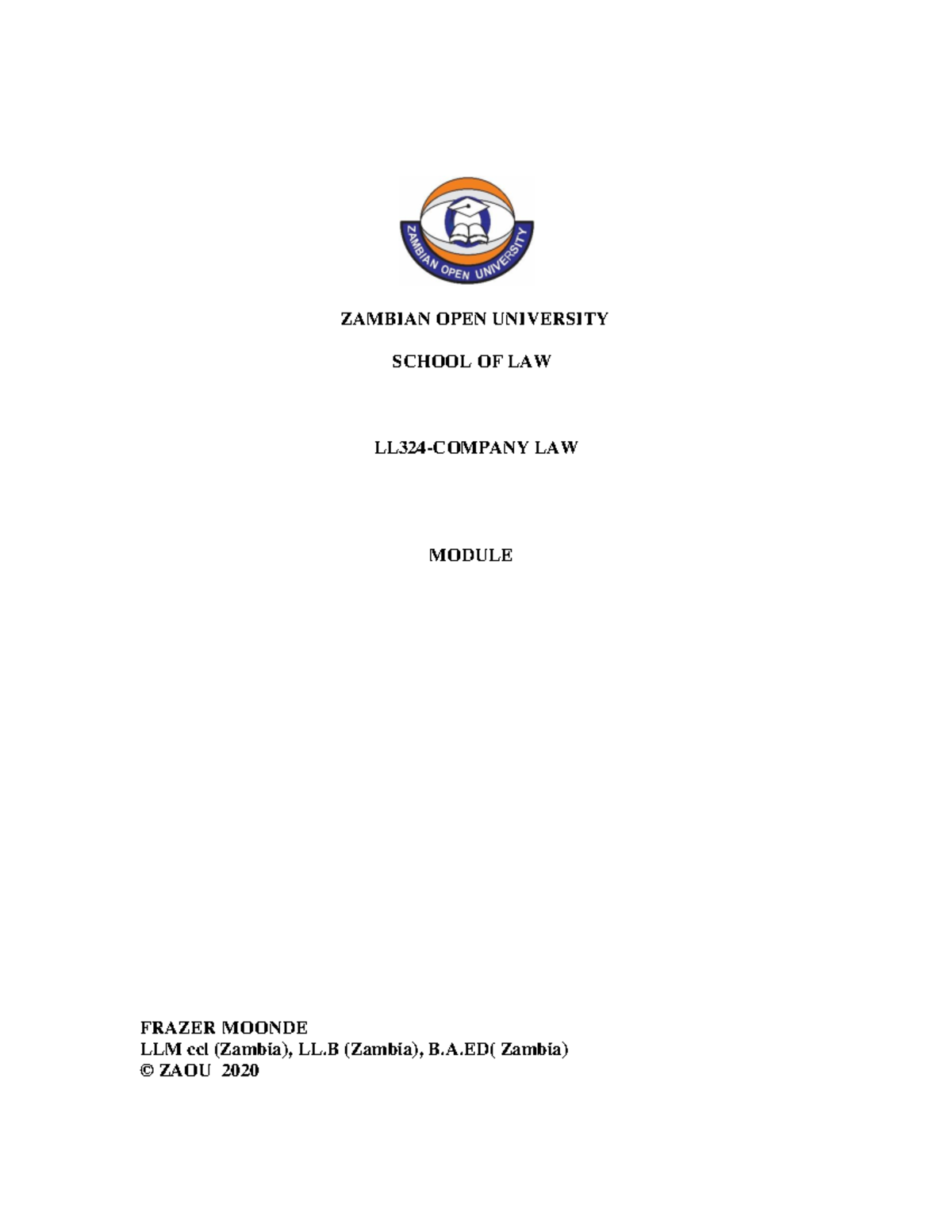 LL324 - Company Law Module: Comprehensive Study Guide (Revised) - Studocu