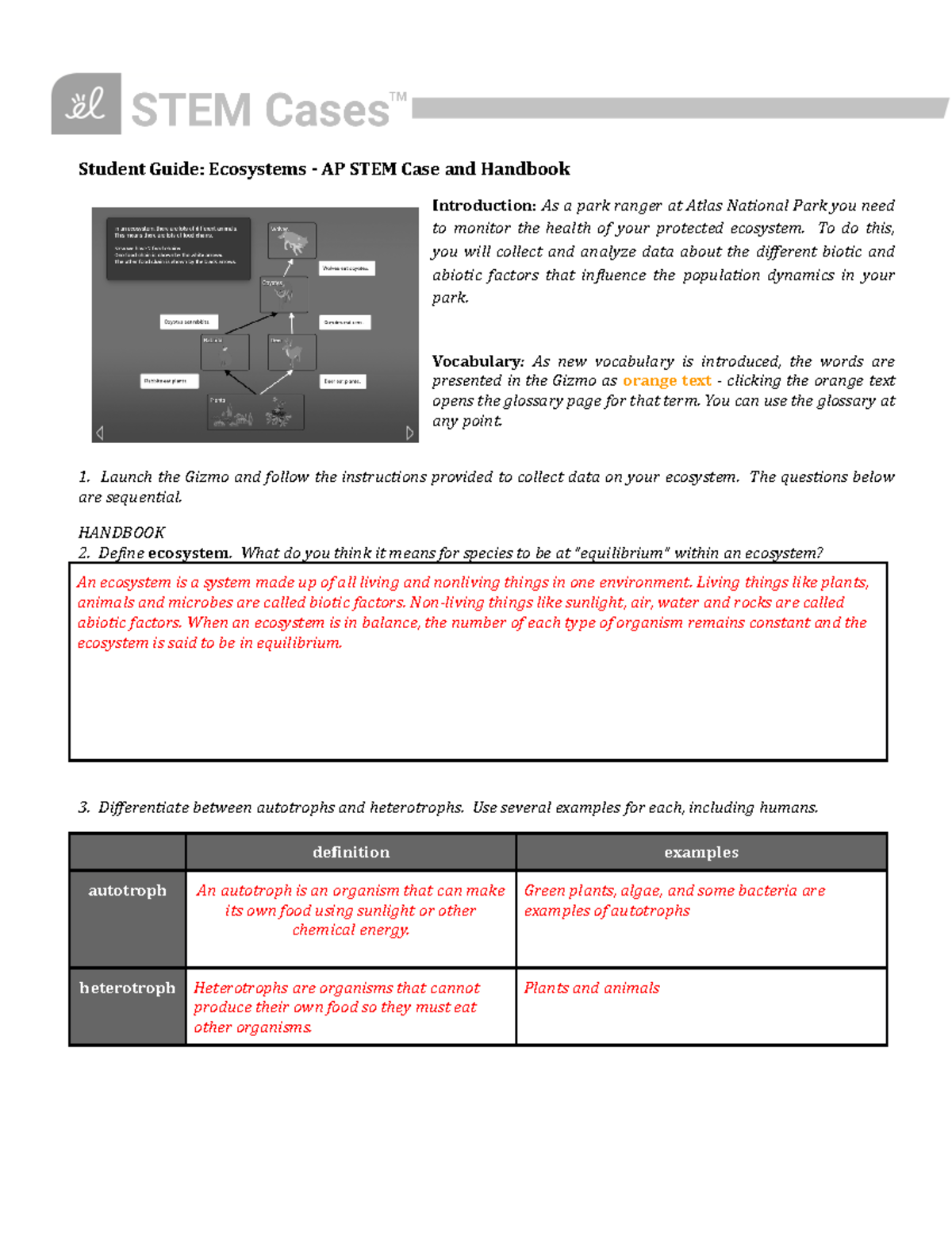 AP STEM Ecosystem Lab: Student Guide & Handbook Overview - Studocu