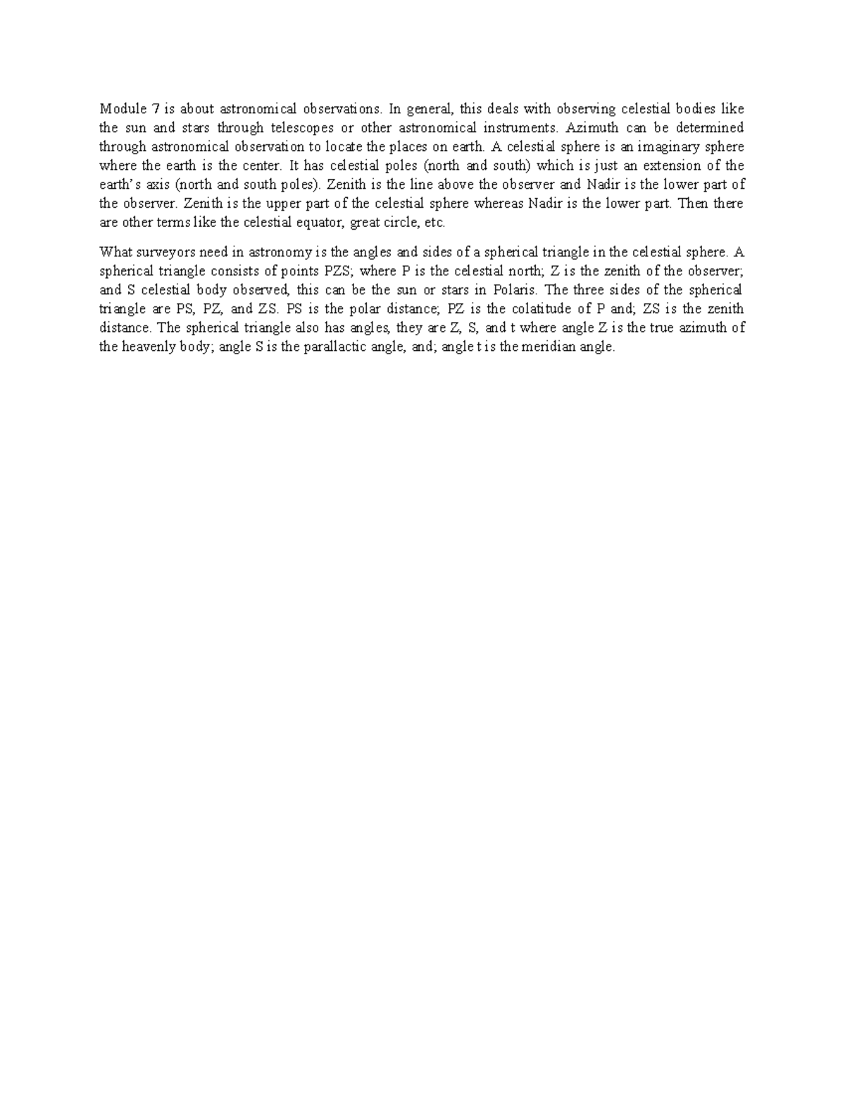 Module 7: Astronomical Observations and Celestial Geometry - Studocu