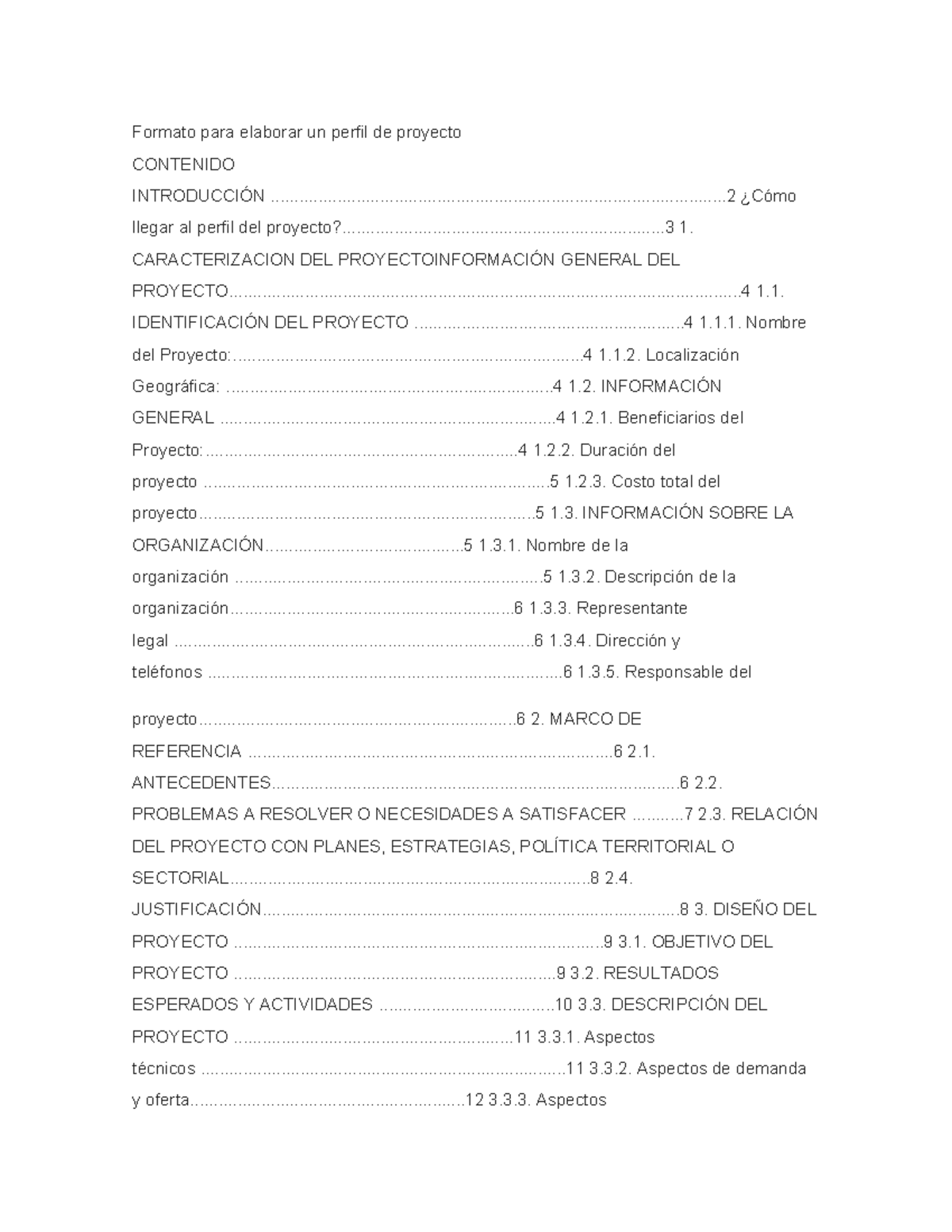 Formato para Elaborar un Perfil de Proyecto: Guía Completa - Studocu