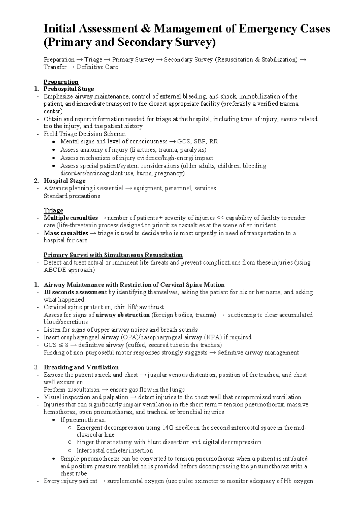 Initial Assessment & Management of Emergency Cases: Primary & Secondary ...