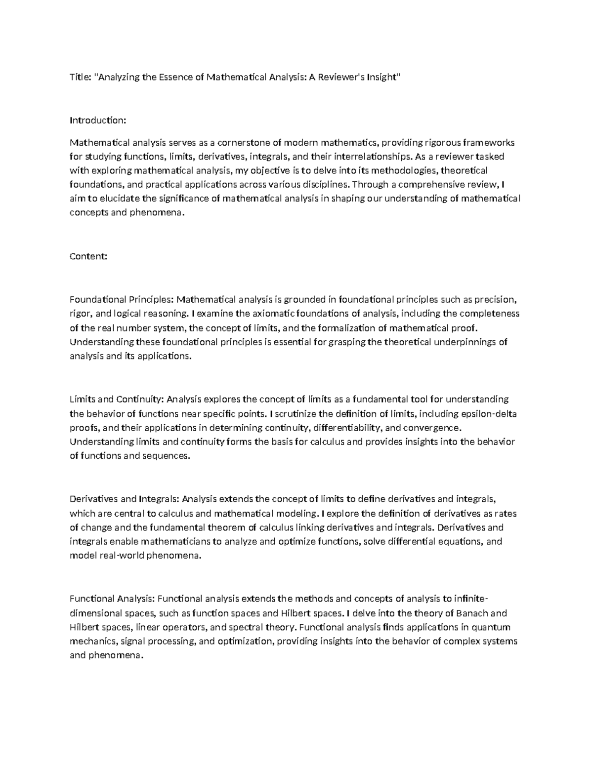 Mathematical Analysis: A Comprehensive Review of Its Core Principles ...