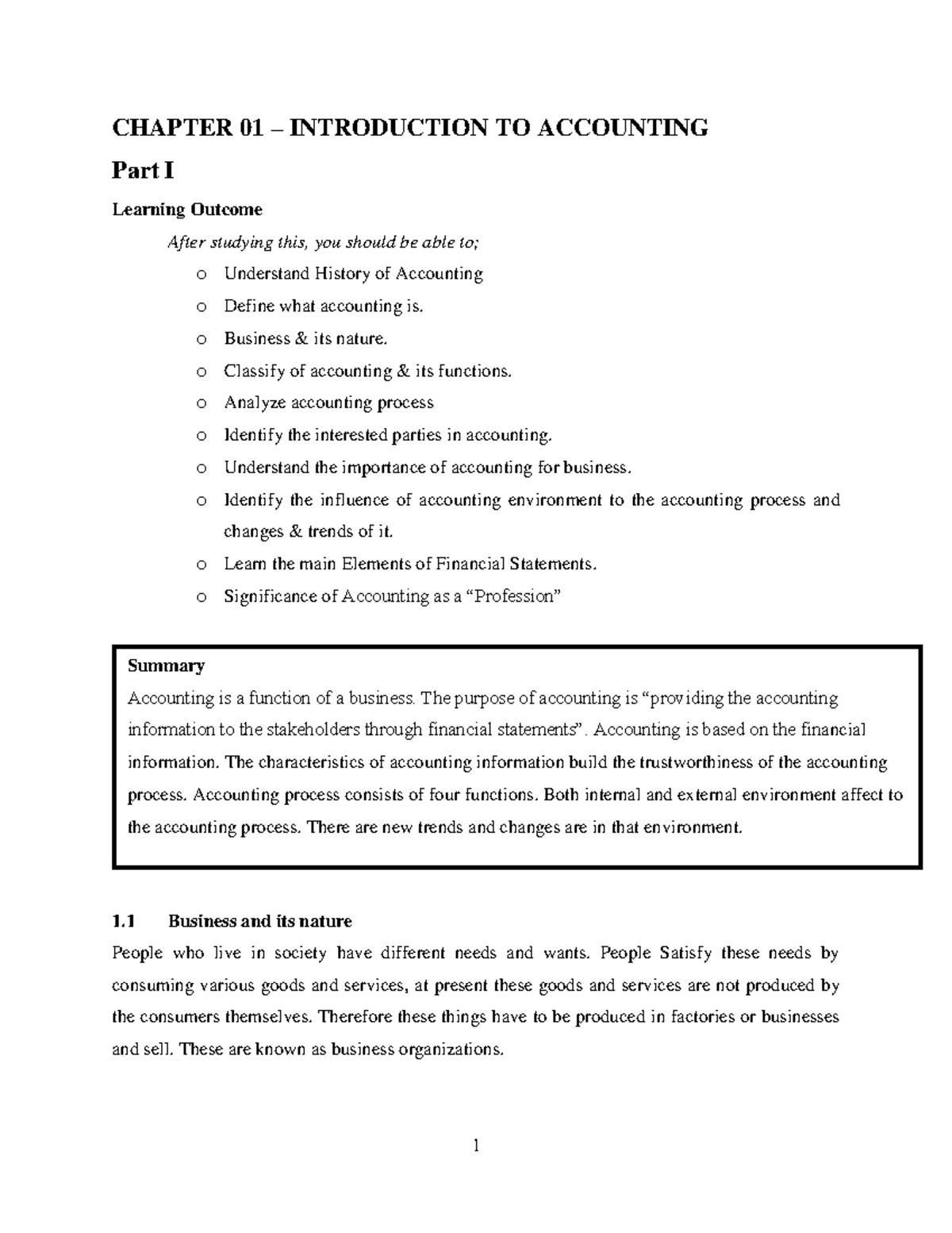 Lecture Note 1 - Introduction to Accounting - CHAPTER 01 – INTRODUCTION ...