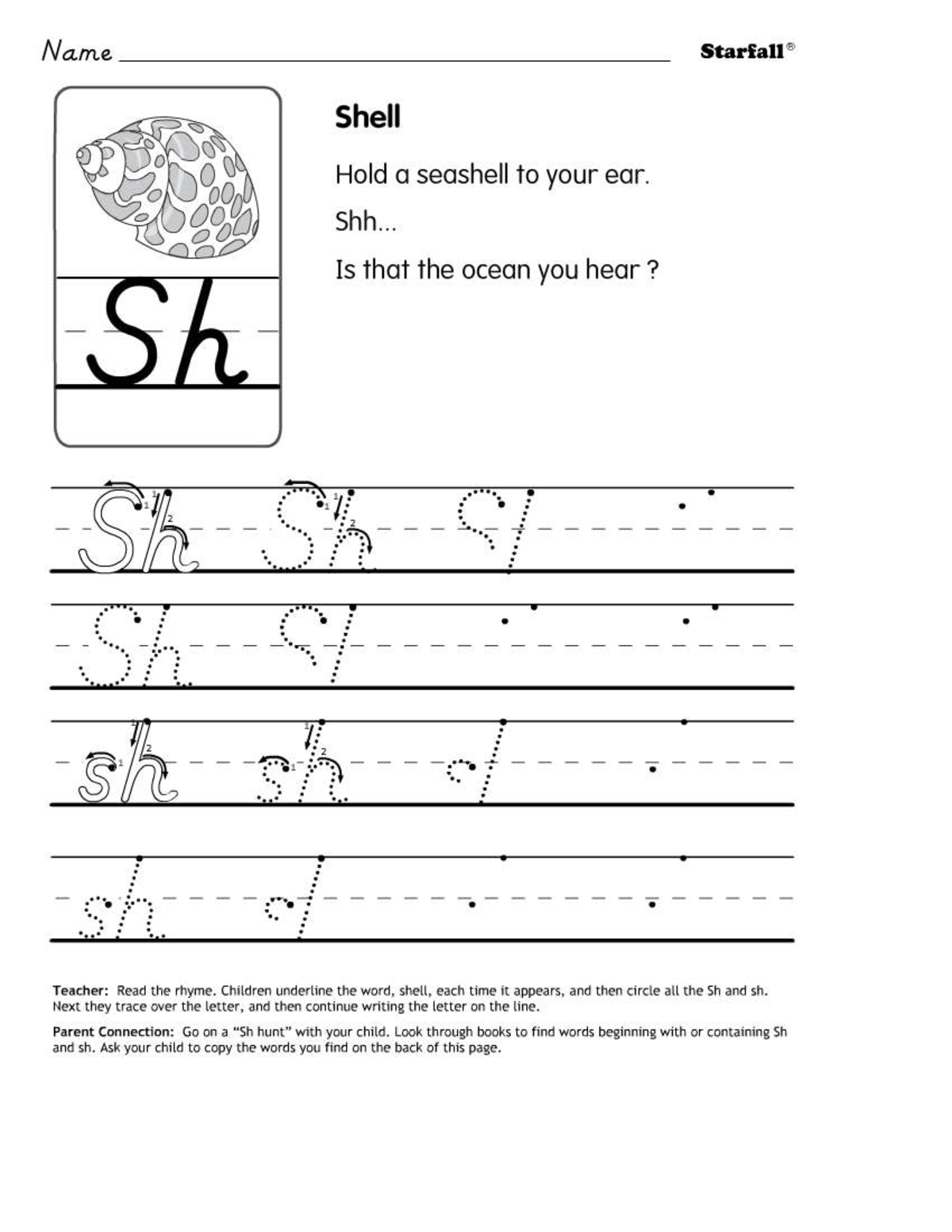 ABC Rhymes: Shell and Sh Sound Activities - Studocu