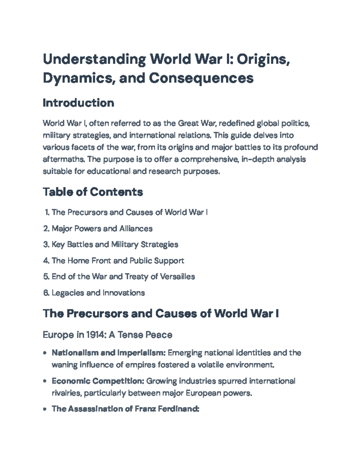 WWI Analysis: Causes, Major Battles & Treaty of Versailles Insights ...