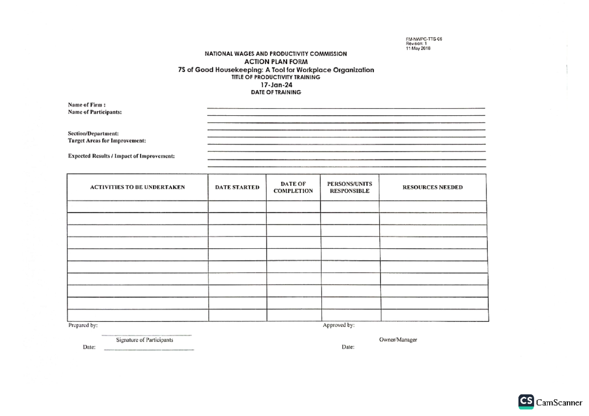Action Plan Form with Sample - Exam C9510-060 Rational Quality Manager ...