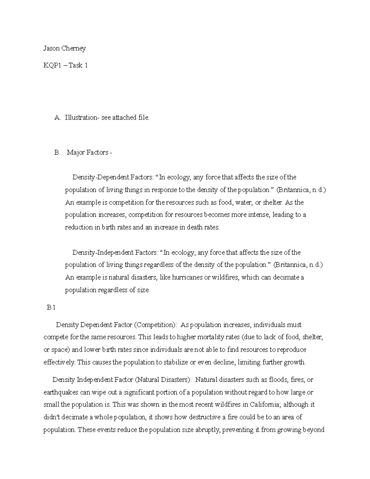 Ecology Task 1 - task 1 - Jason Cherney KQP1 – Task 1 A. Illustration ...