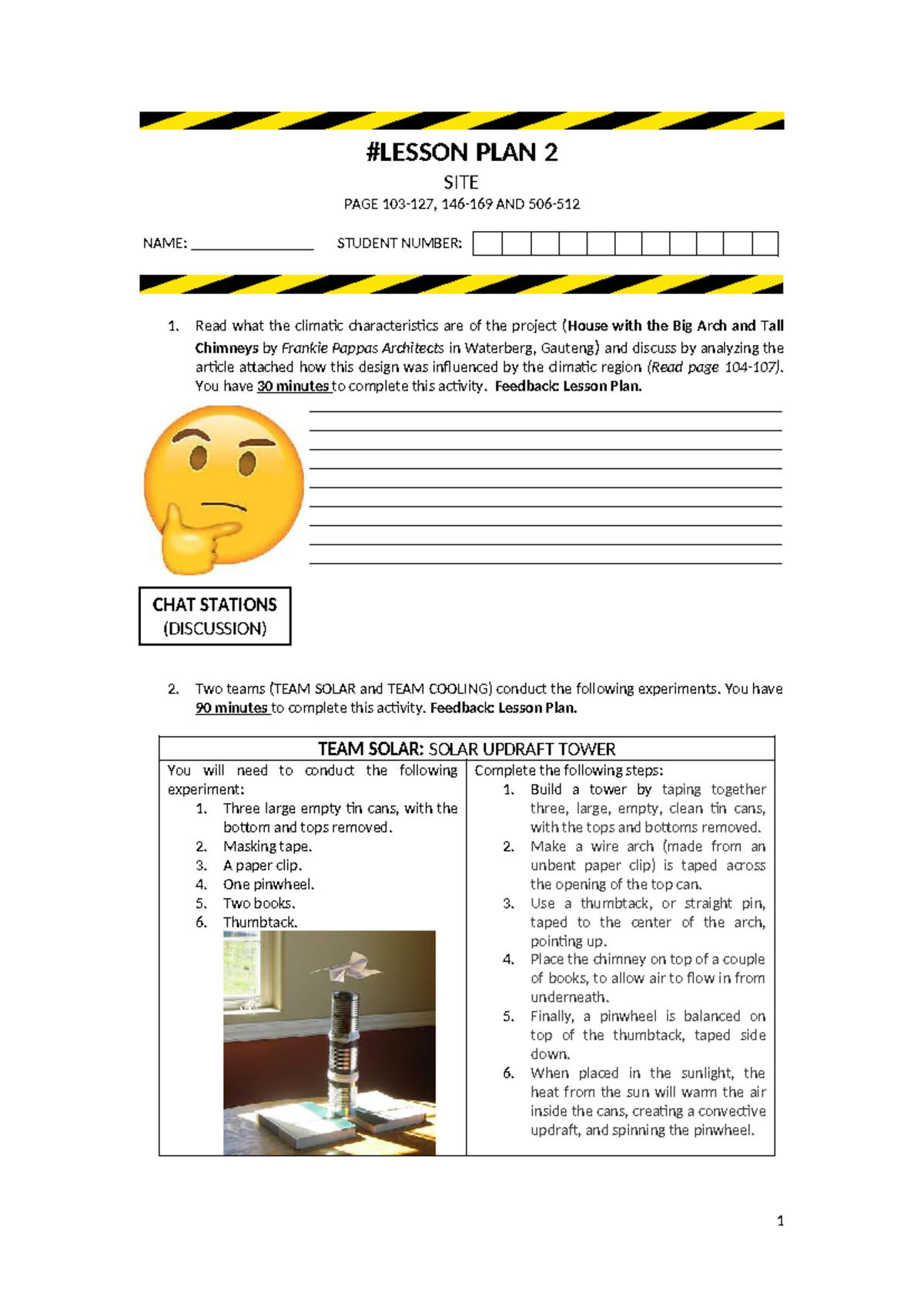 Lesson Plan 2: Climate Influence on House Design & Experiments - Studocu