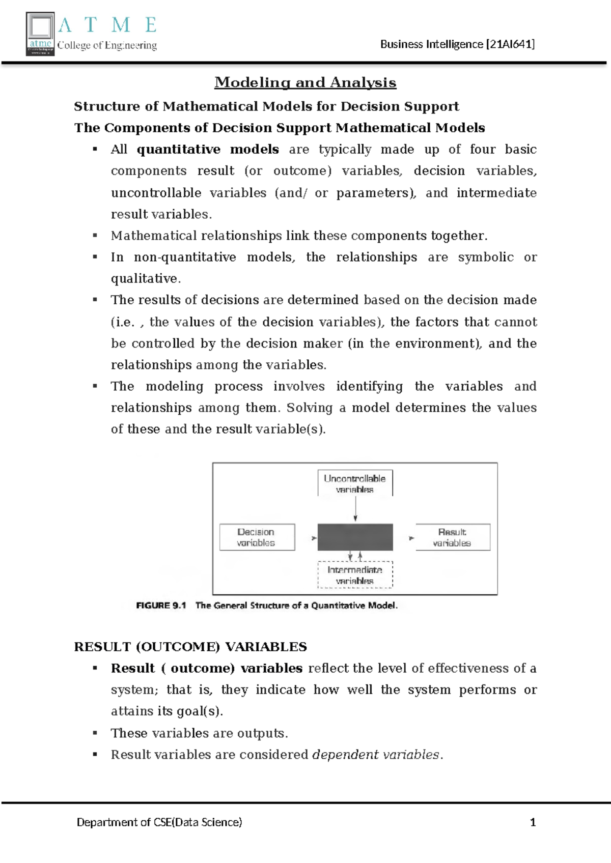 Module 2: Mathematical Modeling & Analysis for Decision Support - Studocu