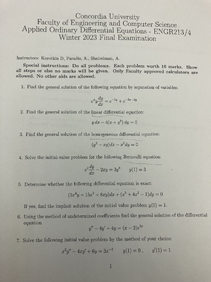 [Solved] Solve A Bernoulli differential equation is one of the form - Applied Ordinary ...