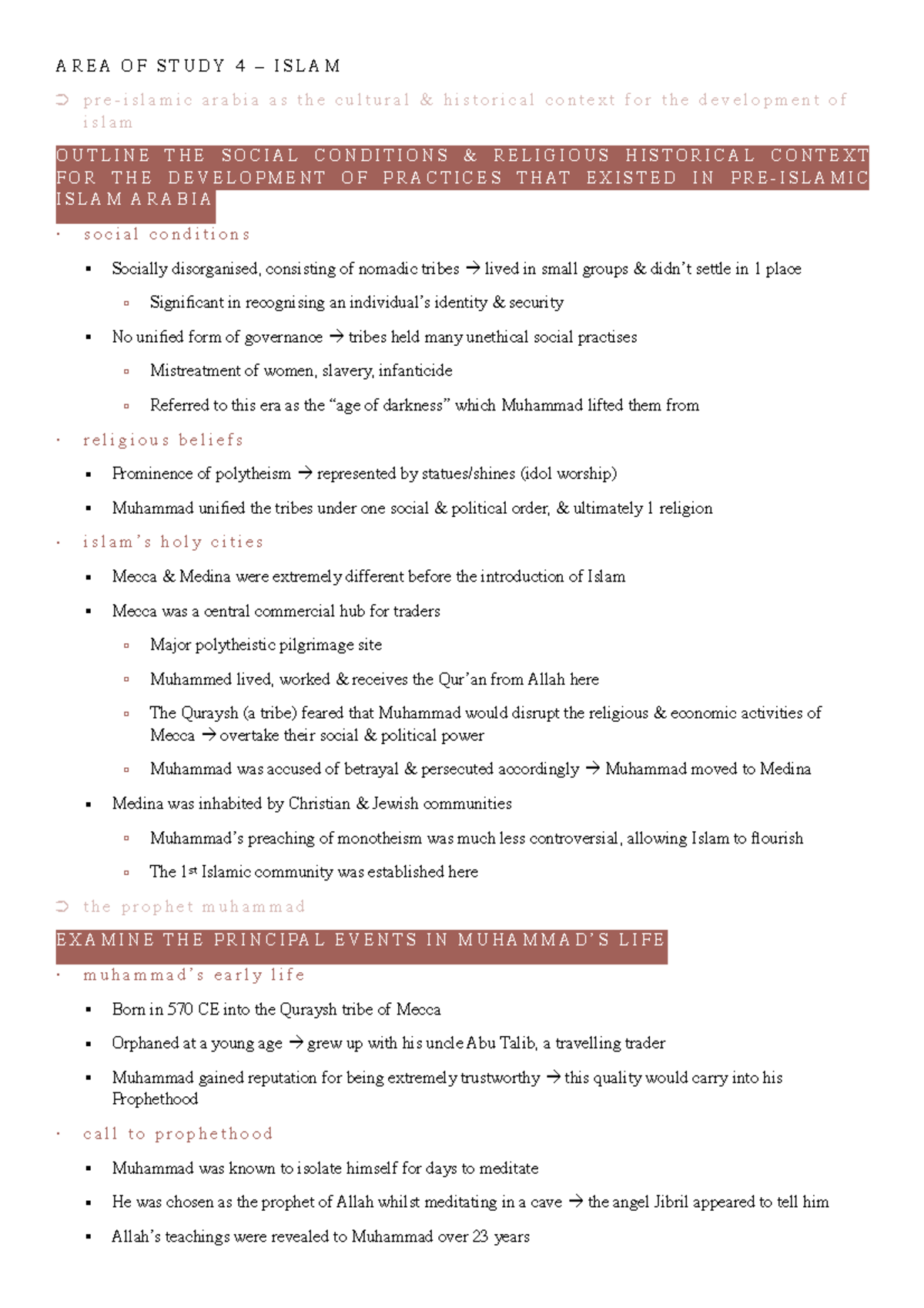 Islam (AREA OF STUDY 4) - Cultural and Historical Context of Islam ...